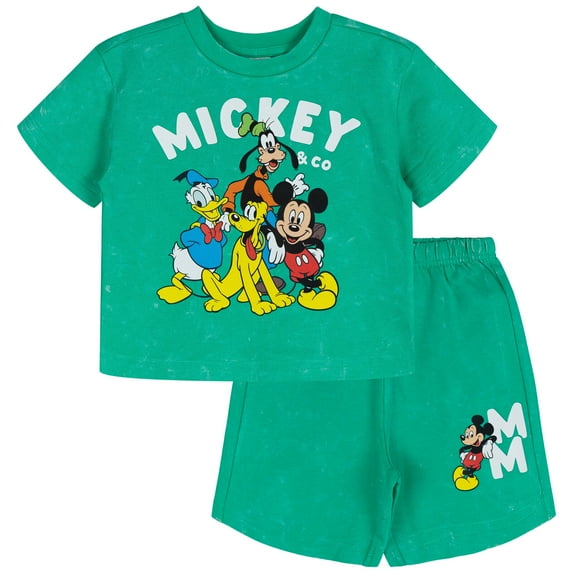 Disney Mickey Mouse Goofy Donald Duck French Terry T-Shirt and Shorts ...