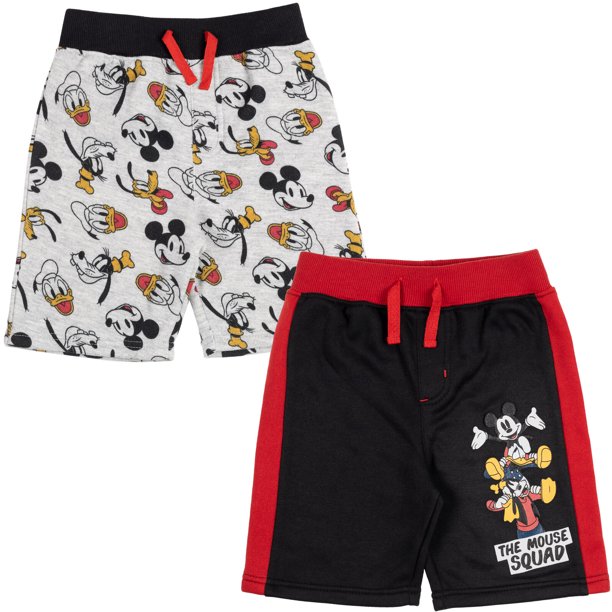 Disney Mickey Mouse Goofy Donald Duck Little Boys Fleece 2 Pack Shorts ...