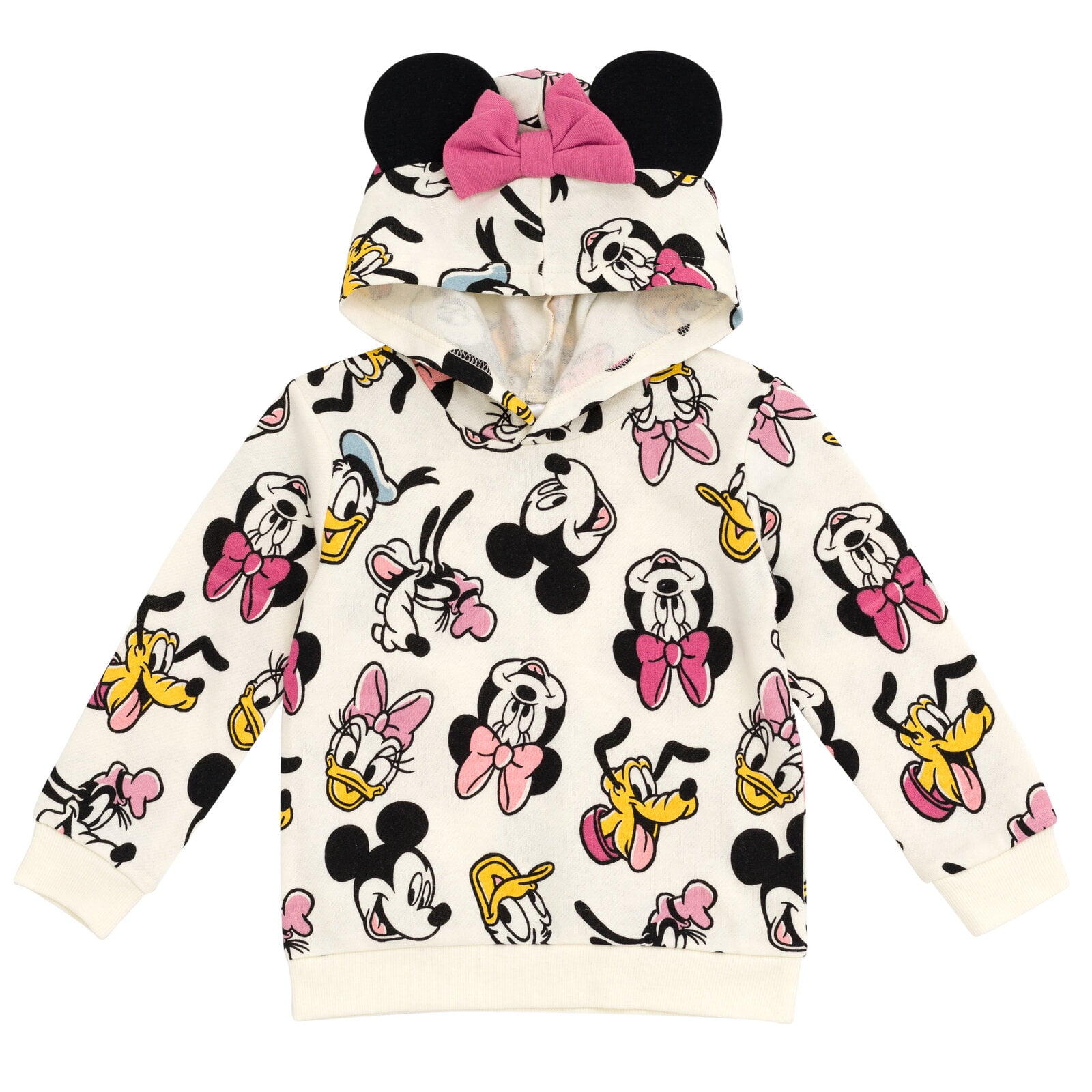 Disney Toddler Girls Fleece Pullover Hoodie, Minnie, Mickey, Donald ...