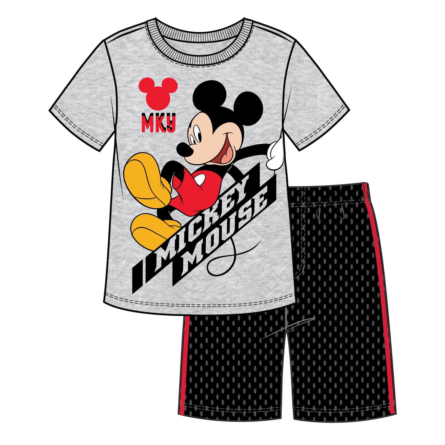 Disney Mickey Mouse Grey Tee/Mesh Short, Boys Short Set, Newborn-24M ...