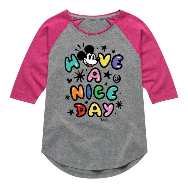 Disney - Mickey Mouse - Have A Nice Day - Toddler & Youth Girls Raglan ...