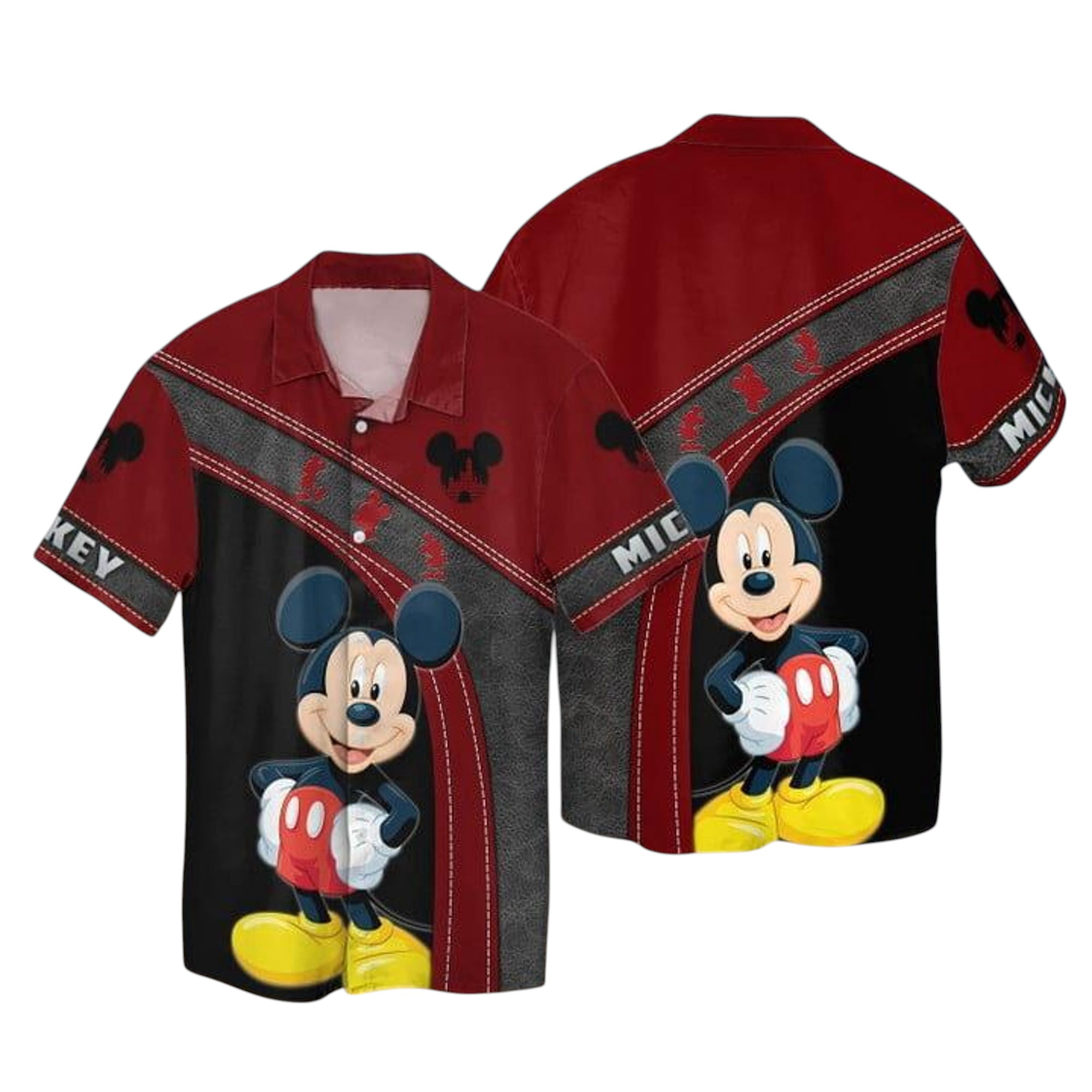 Disney Mickey Mouse Hawaiian Button Shirt Cartoon Summer Beach Shirt ...