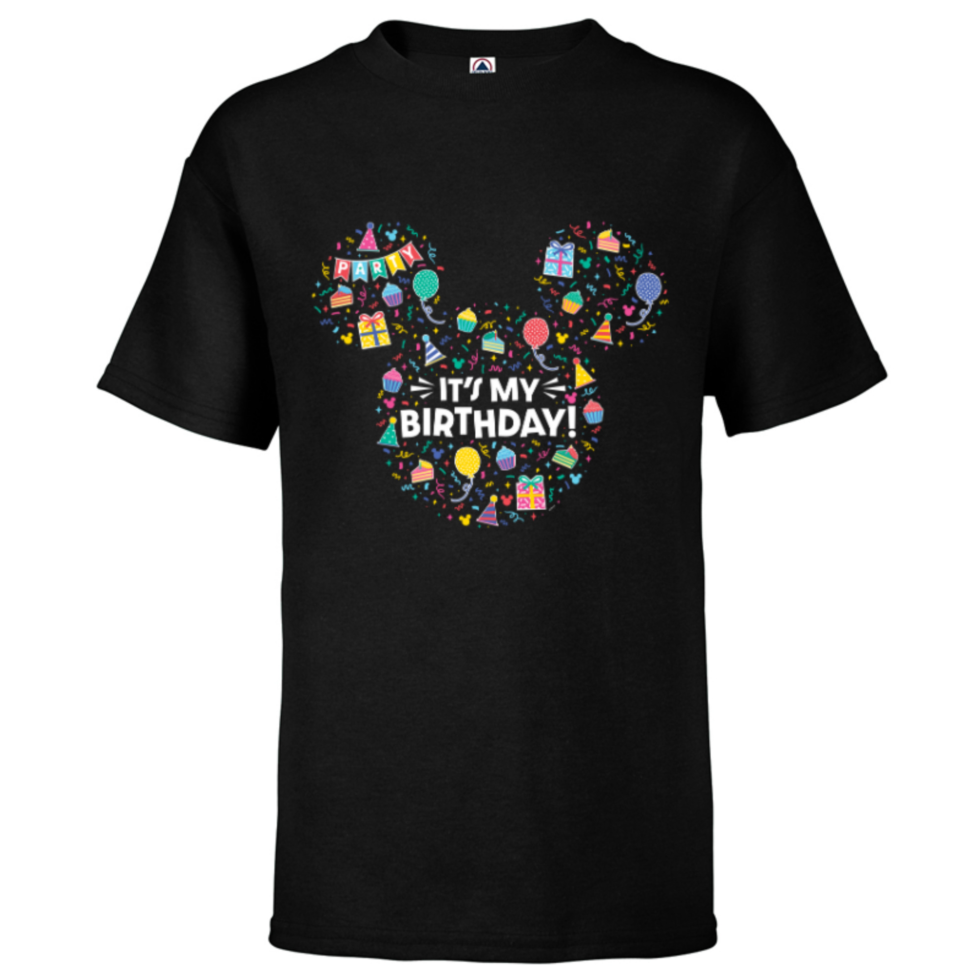Disney Mickey Mouse Head Ears Icon Fill It’s My Birthday - Short Sleeve T-Shirt for Kids ...