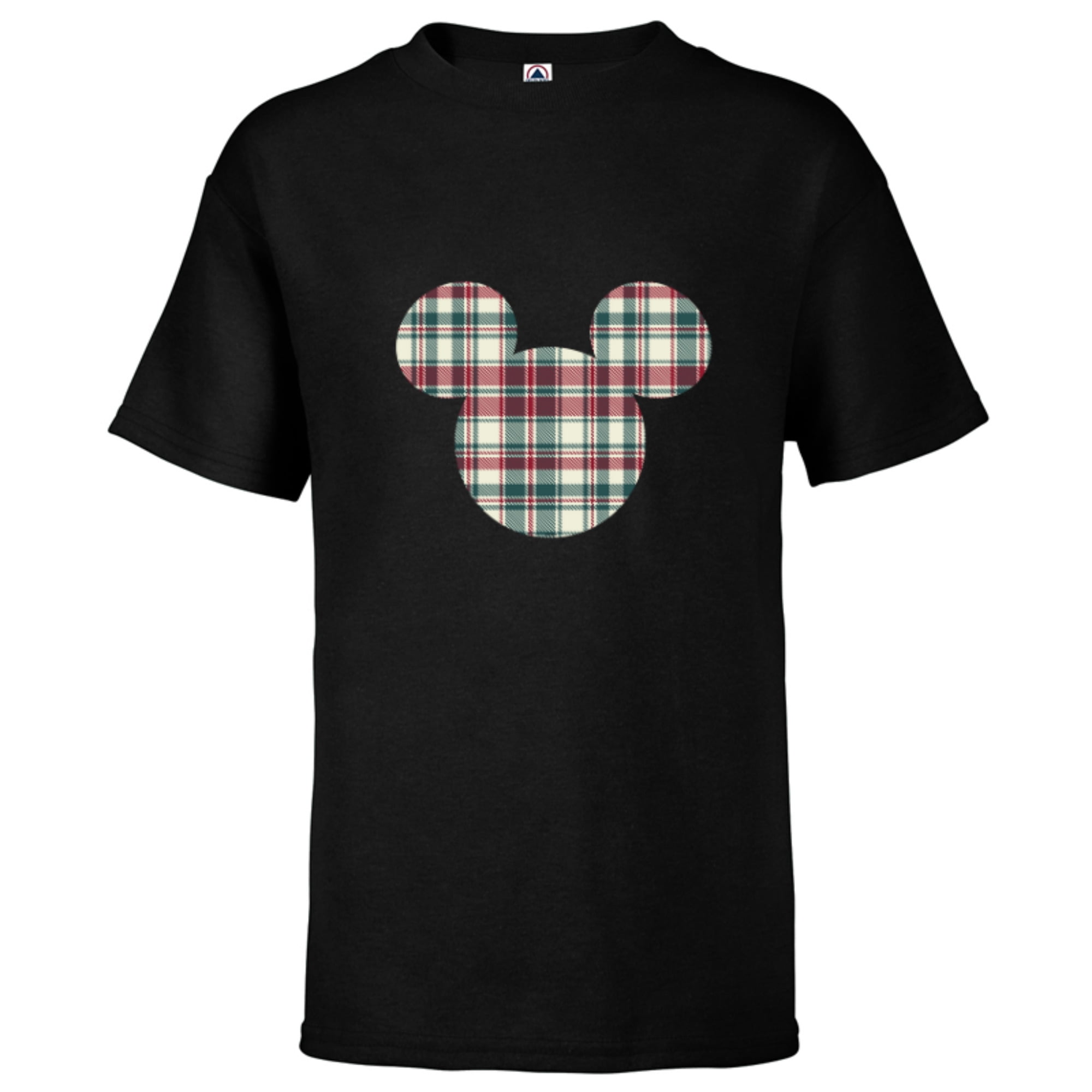 Disney Mickey Mouse Head Icon Christmas Holiday Plaid - Short Sleeve T ...