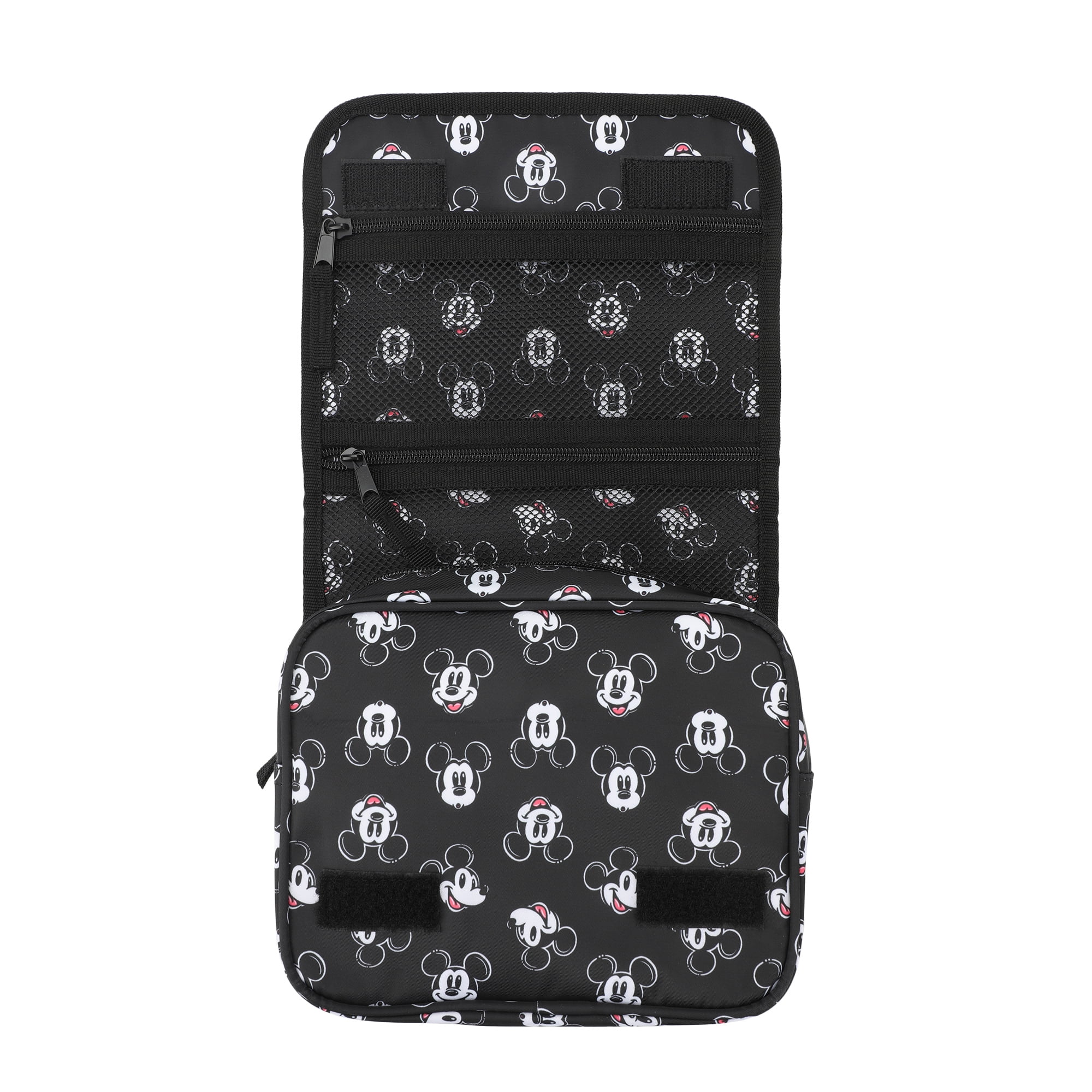 Disney Mickey Mouse Heads 6.5" Black Folding Hanging Toiletry Travel ...