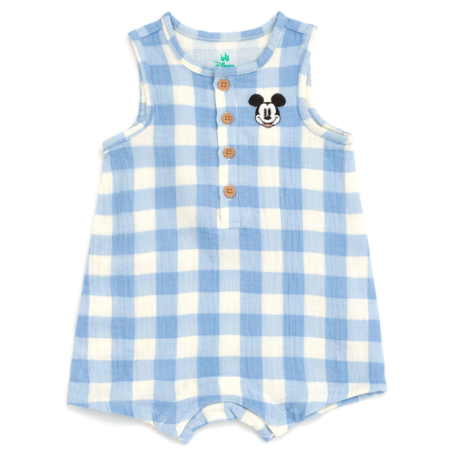 Disney Mickey Mouse Baby Boys' Sleeveless Cotton Gauze Button Romper ...