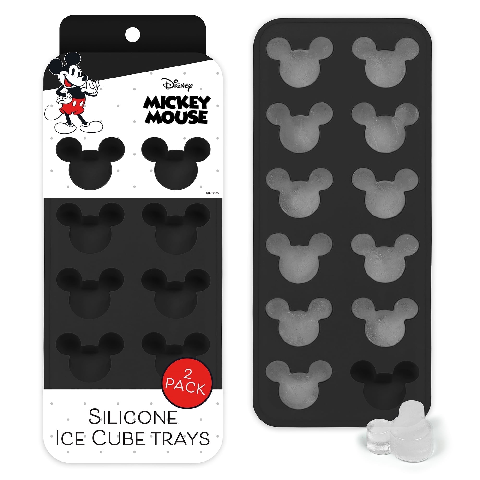 Disney Mickey Mouse Ice Cube Trays, BPA-Free Silicone, Black, Flexible ...