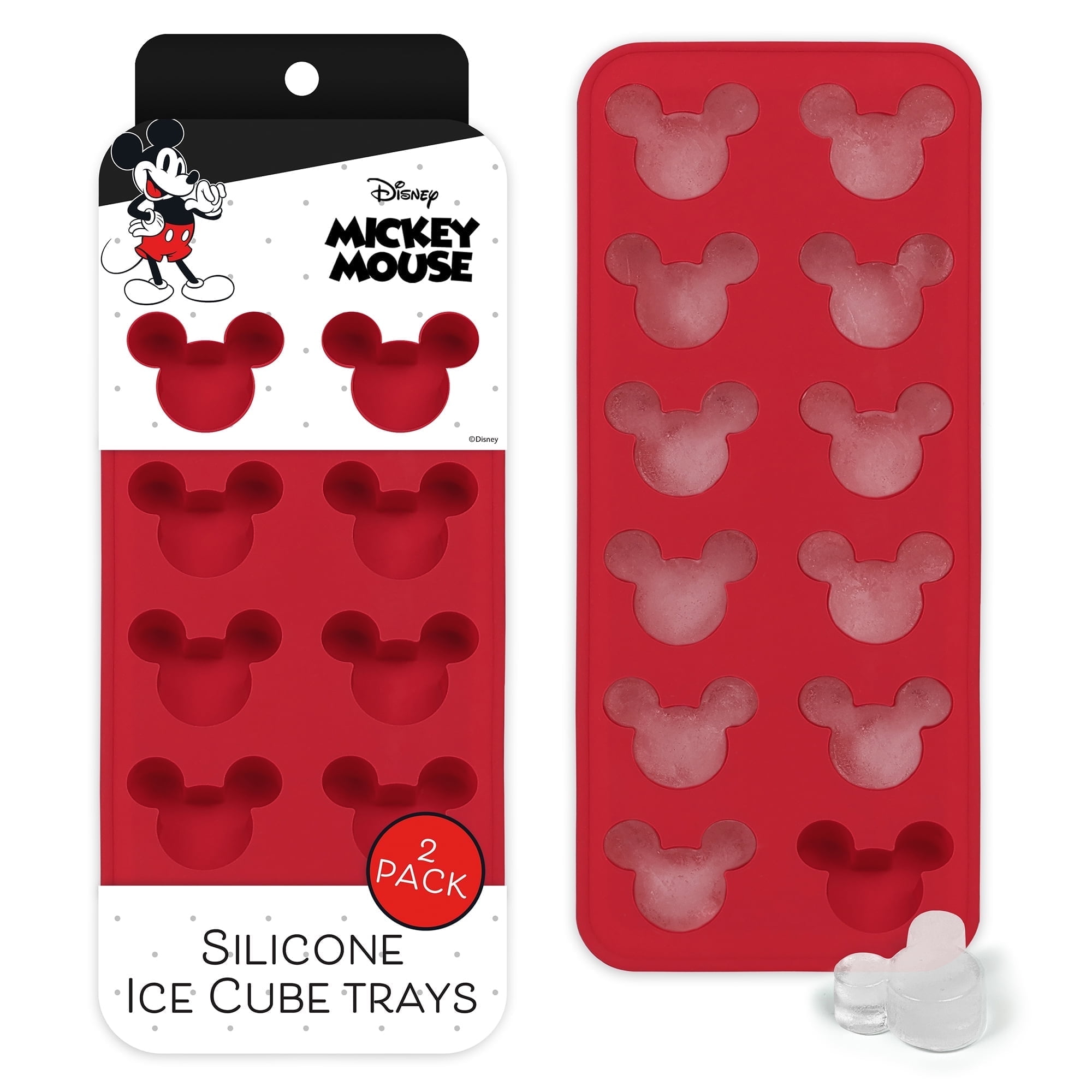 Disney Mickey Mouse Ice Cube Trays, BPA-Free Silicone, Red, Flexible ...