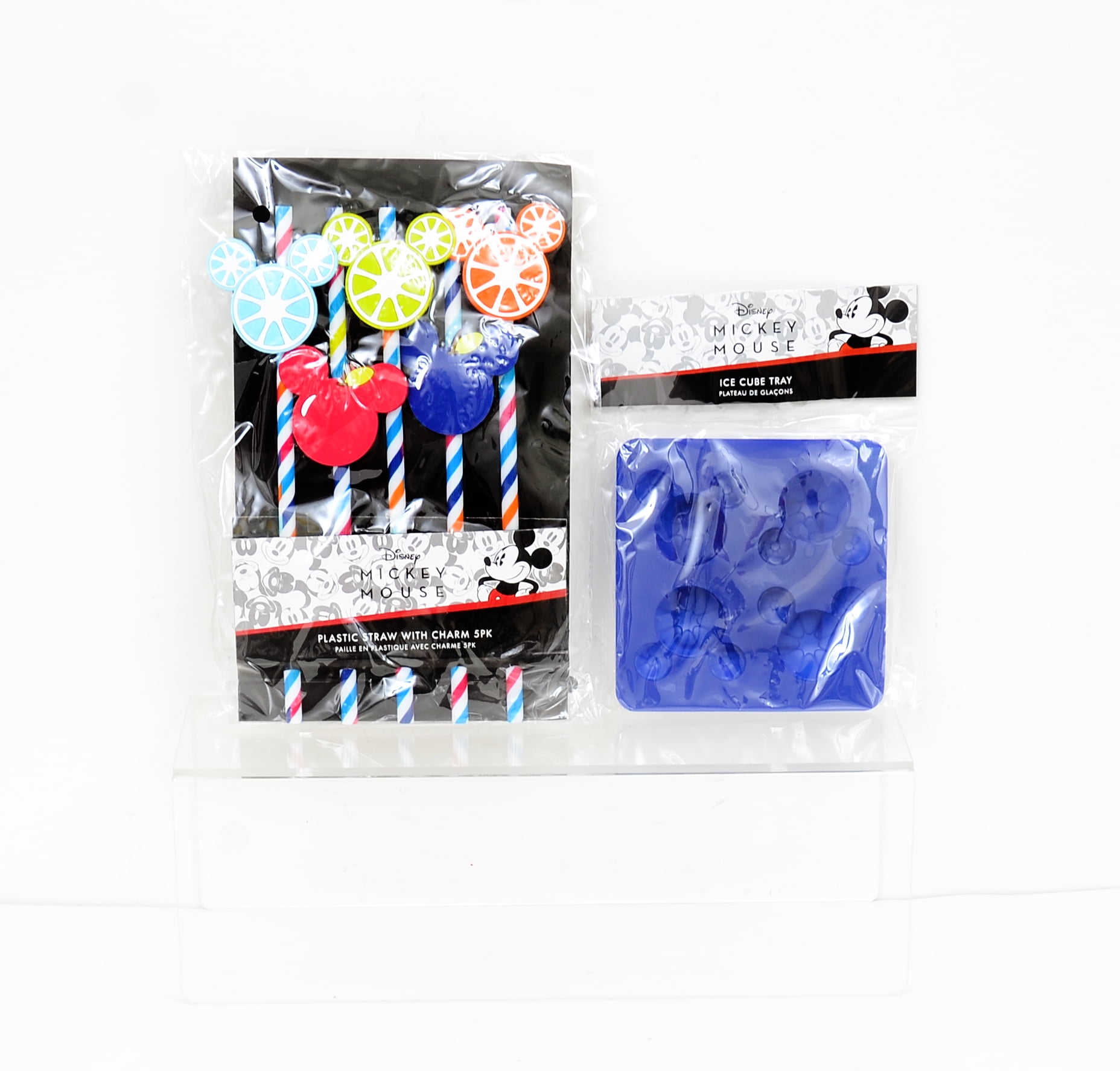 Disney Mickey Mouse Icon Fruit Ice Cube Tray & Reusable 5 pc Straws ...