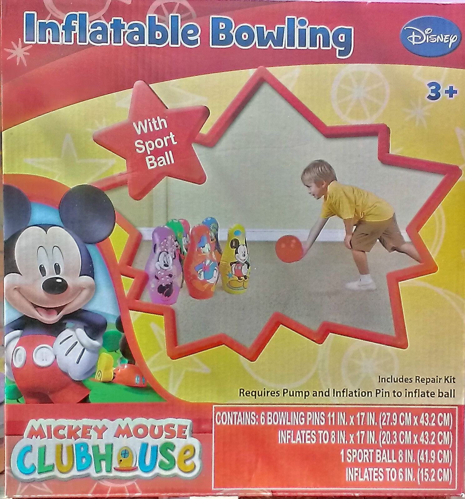 Disney Mickey Mouse Inflatable Bowling - With Sport Ball - Walmart.com