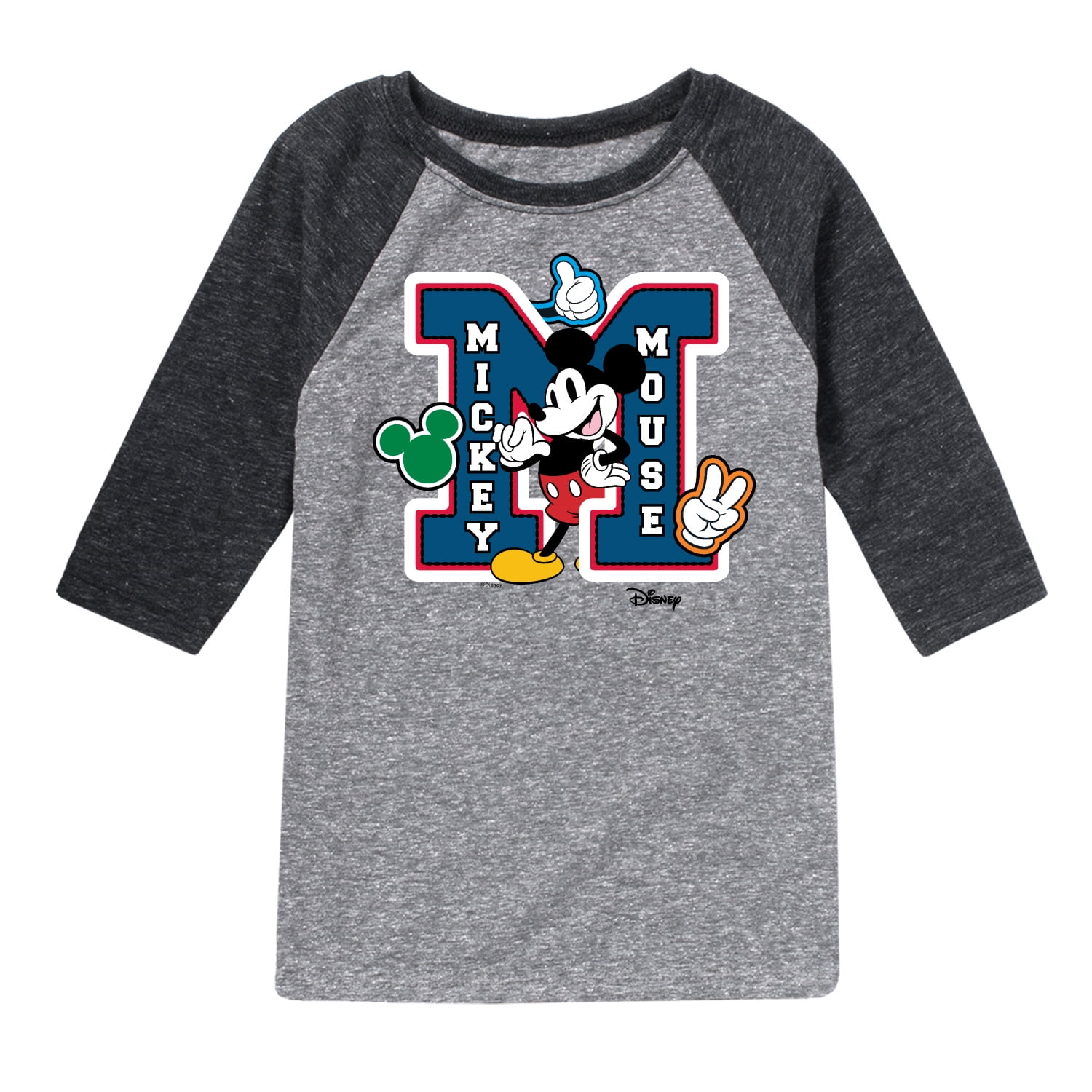 Disney - Mickey Mouse - Large Letter M - Youth Raglan Graphic T-Shirt ...