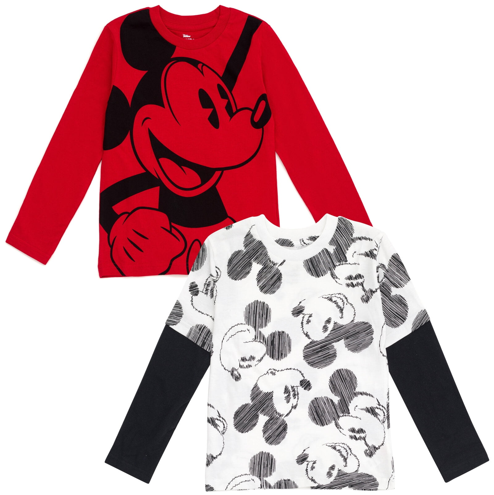 Disney Mickey Mouse Little Boys 2 Pack Hangdown Long Sleeve T-Shirts ...