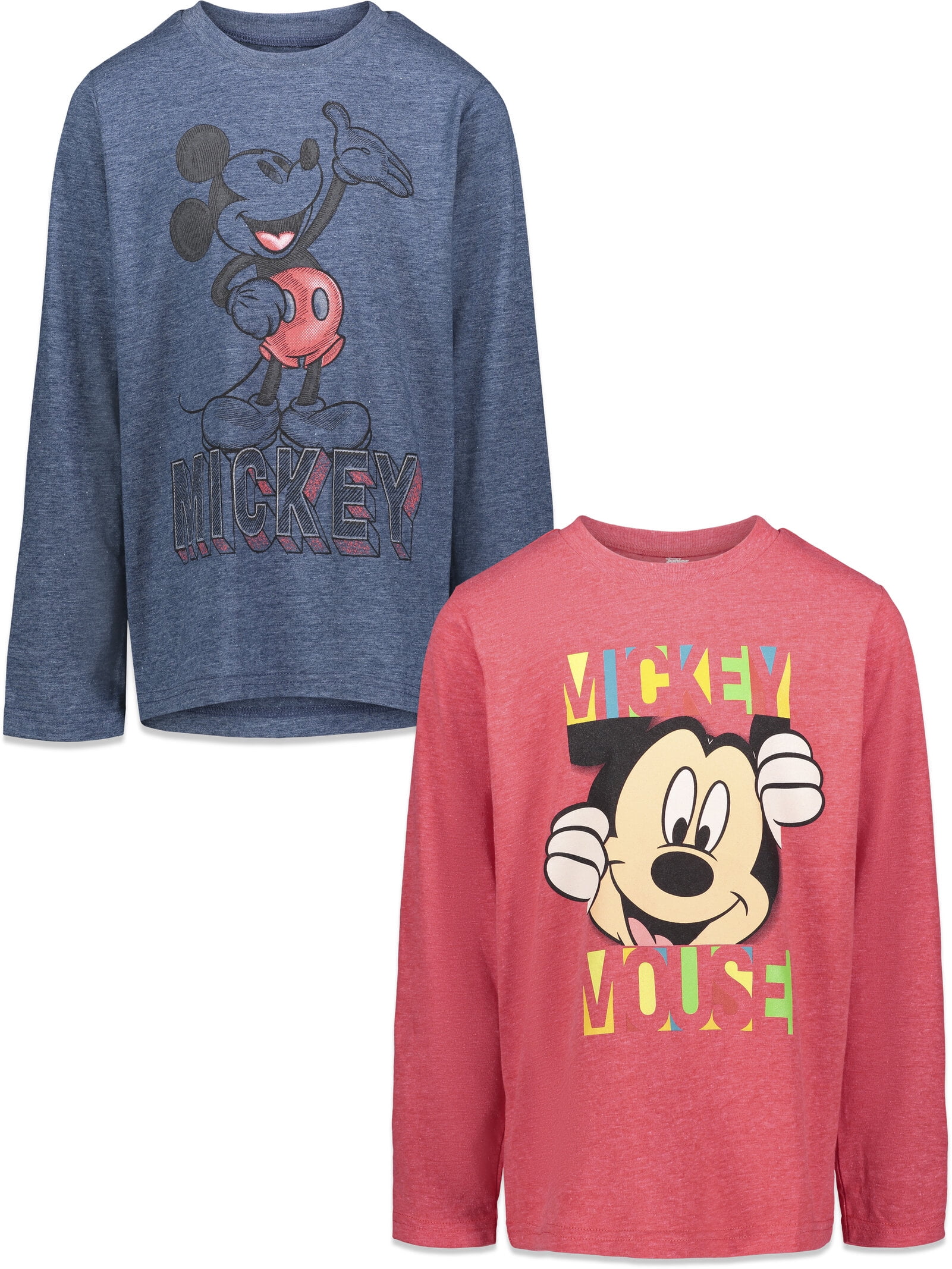 Disney Mickey Mouse Little Boys 2 Pack Long Sleeve T-Shirts Toddler to ...