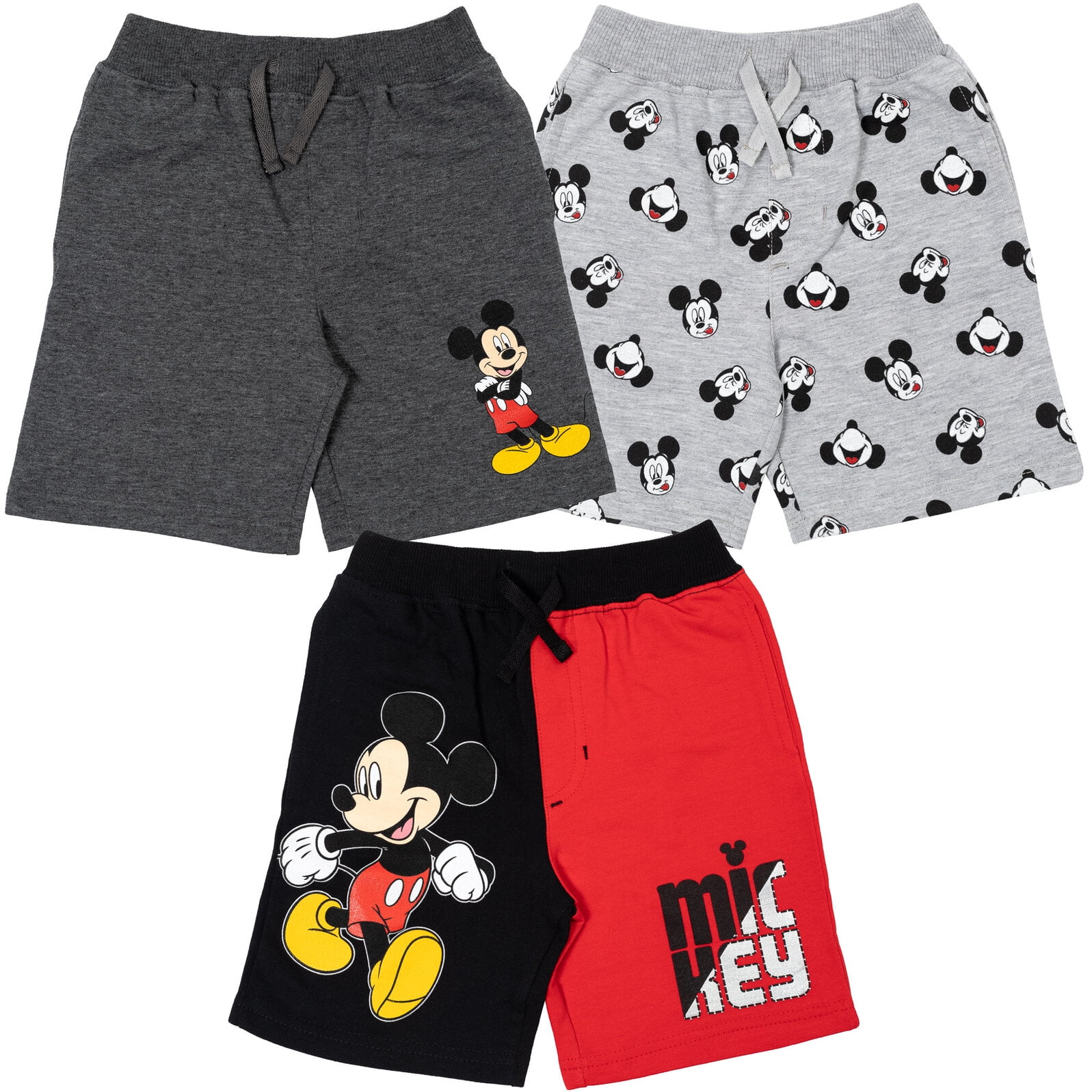 Disney Mickey Mouse Little Boys 3 Pack French Terry Shorts, Stylish ...
