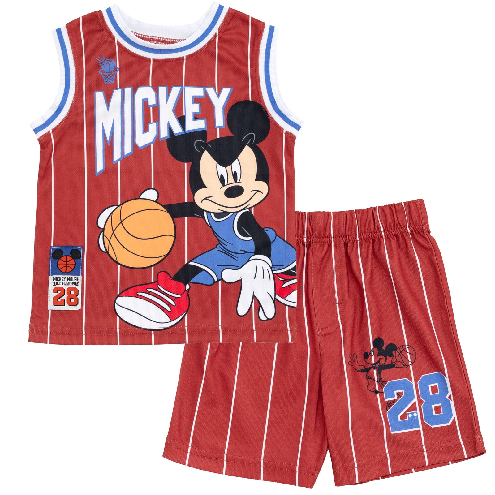 Disney Mickey Mouse Little Boys Mesh Jersey Tank Top and Basketball ...
