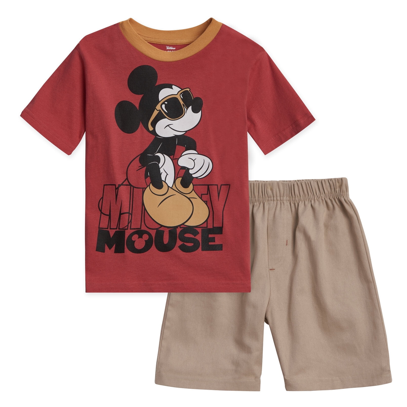 Disney Mickey Mouse Little Boys T-Shirt and Twill Shorts Outfit Set Red ...