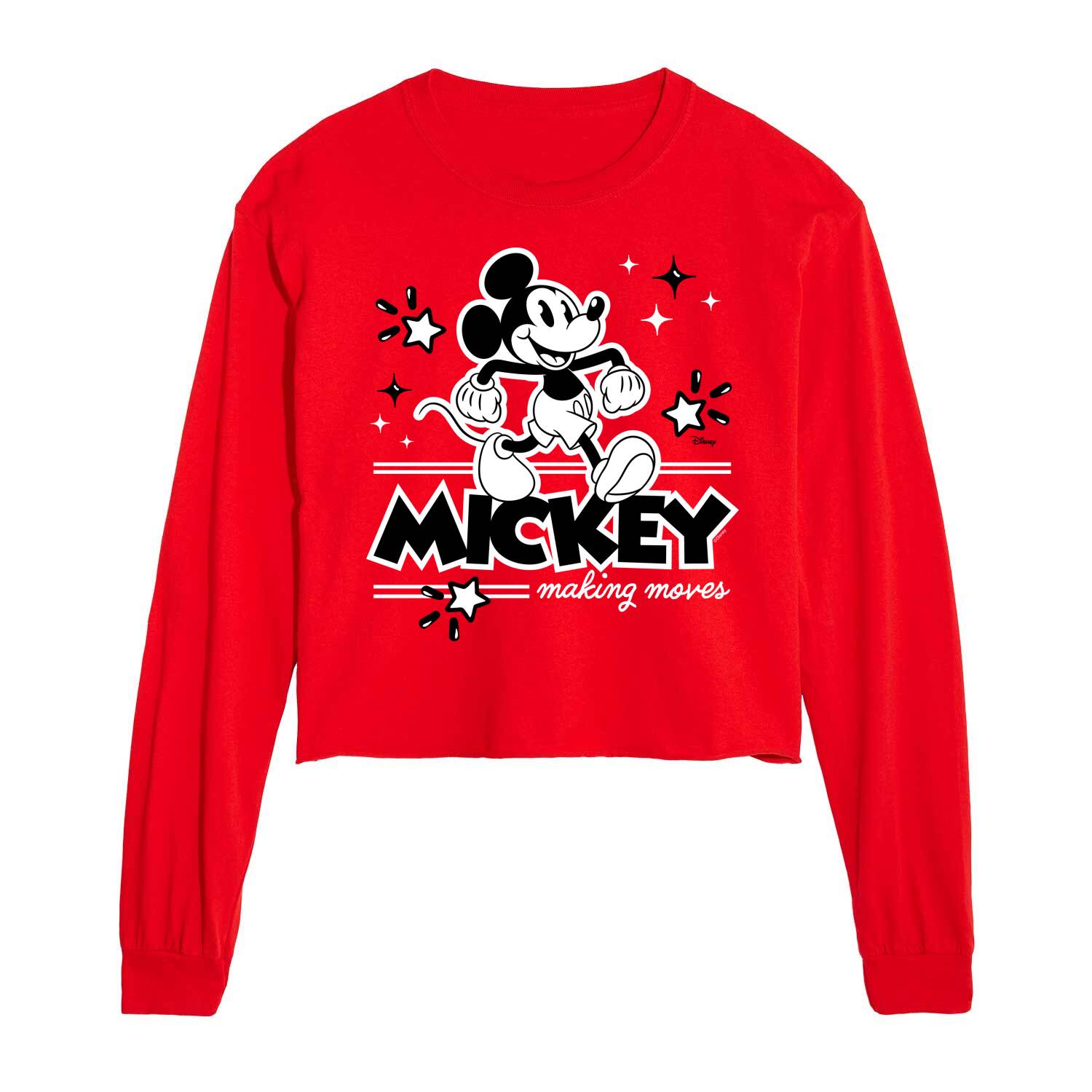 Disney - Mickey Mouse - Making Moves - Juniors Cropped Long Sleeve T ...