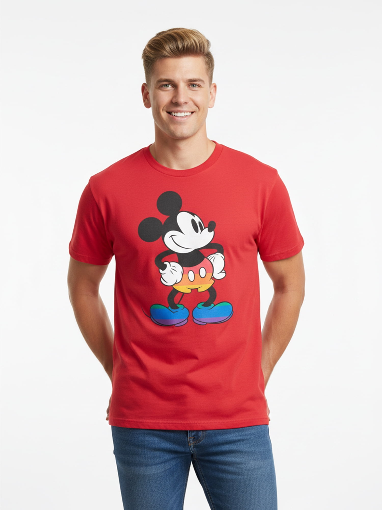 Disney Mickey Mouse, Men's & Big Men's Pride Graphic Tee, Proud Pose ...