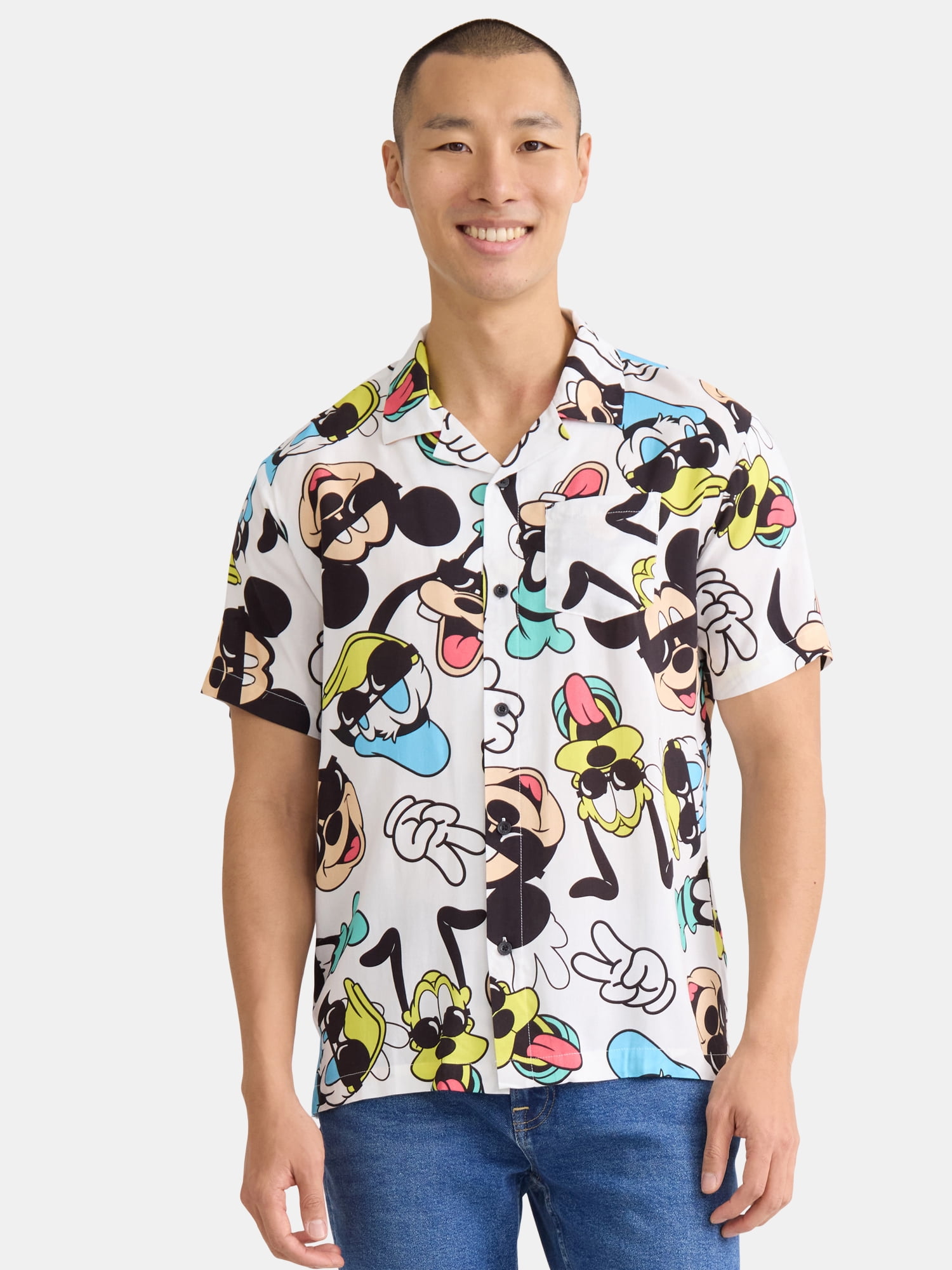 Disney Mickey Mouse men's All Over Print Shirt - Walmart.com