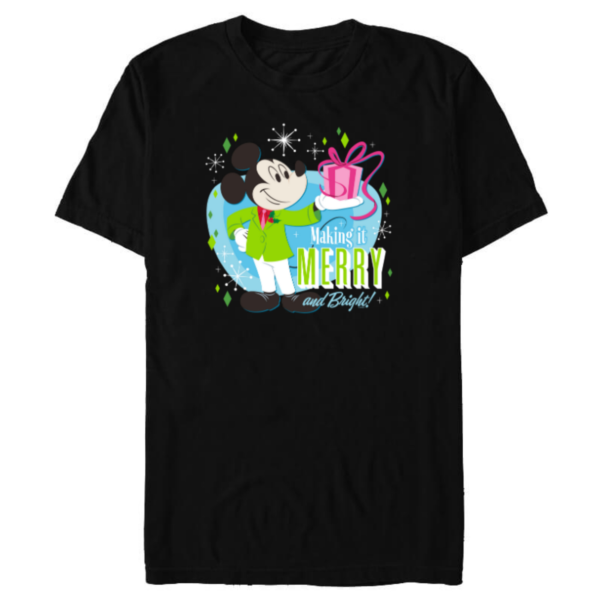 Disney Mickey Mouse Merry and Bright Holiday - Short Sleeve Blended T ...