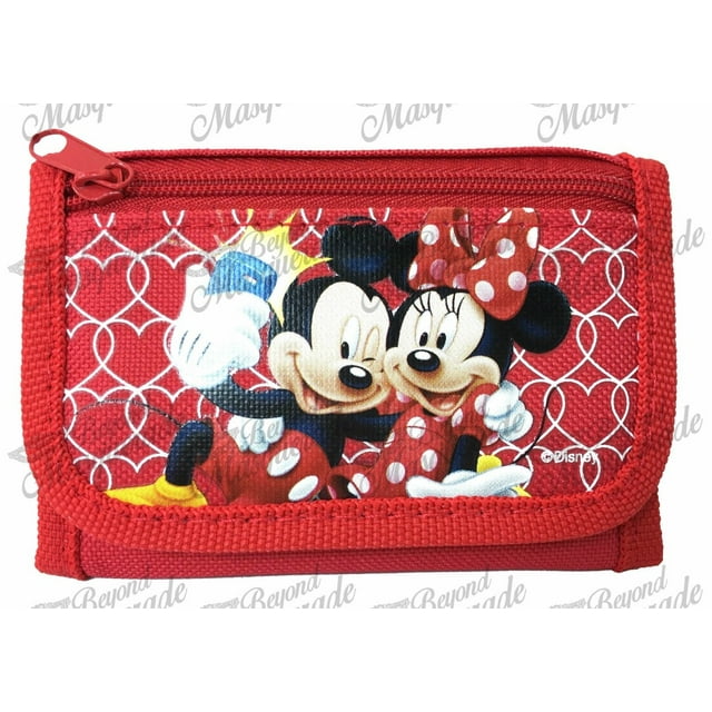Disney Mickey Mouse & Minnie Kids Tri-Fold Wallet Coin Purse - Walmart.com
