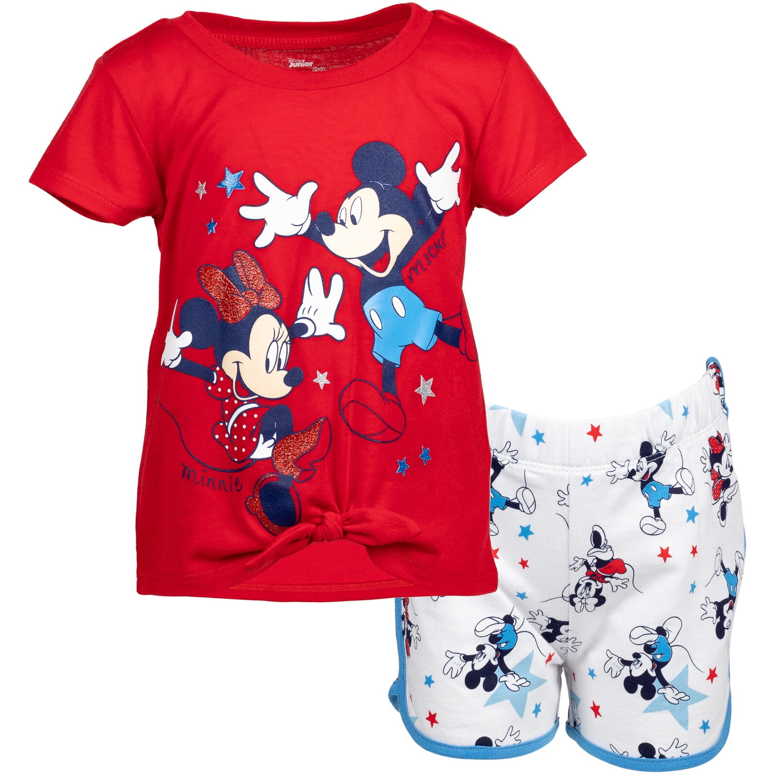 Disney Mickey & Minnie Mouse T-Shirt, French Terry Shorts Outfit Set ...