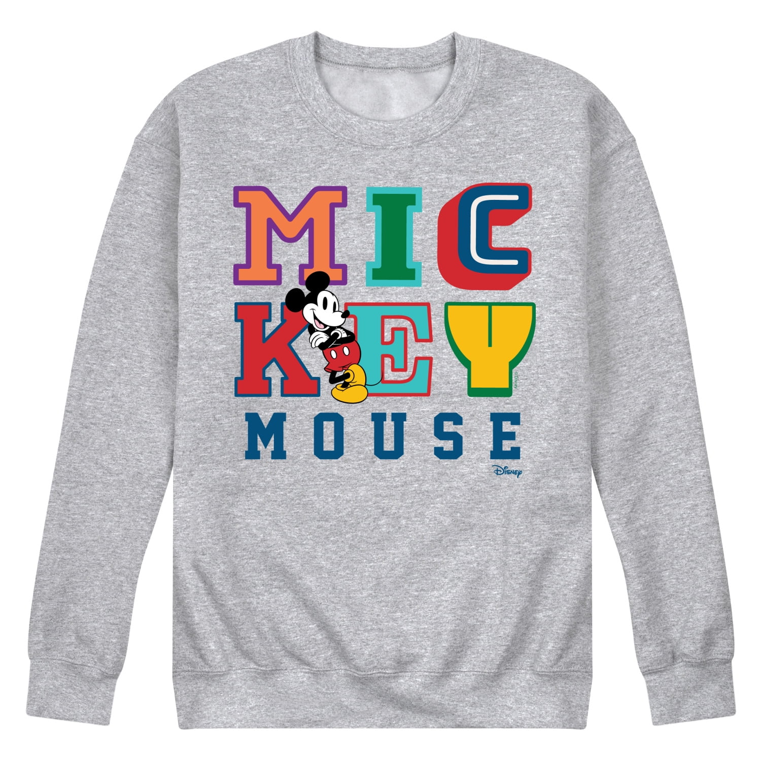 Disney - Mickey Mouse - Multi Colored Letters - Men's Crew Neck Fleece ...