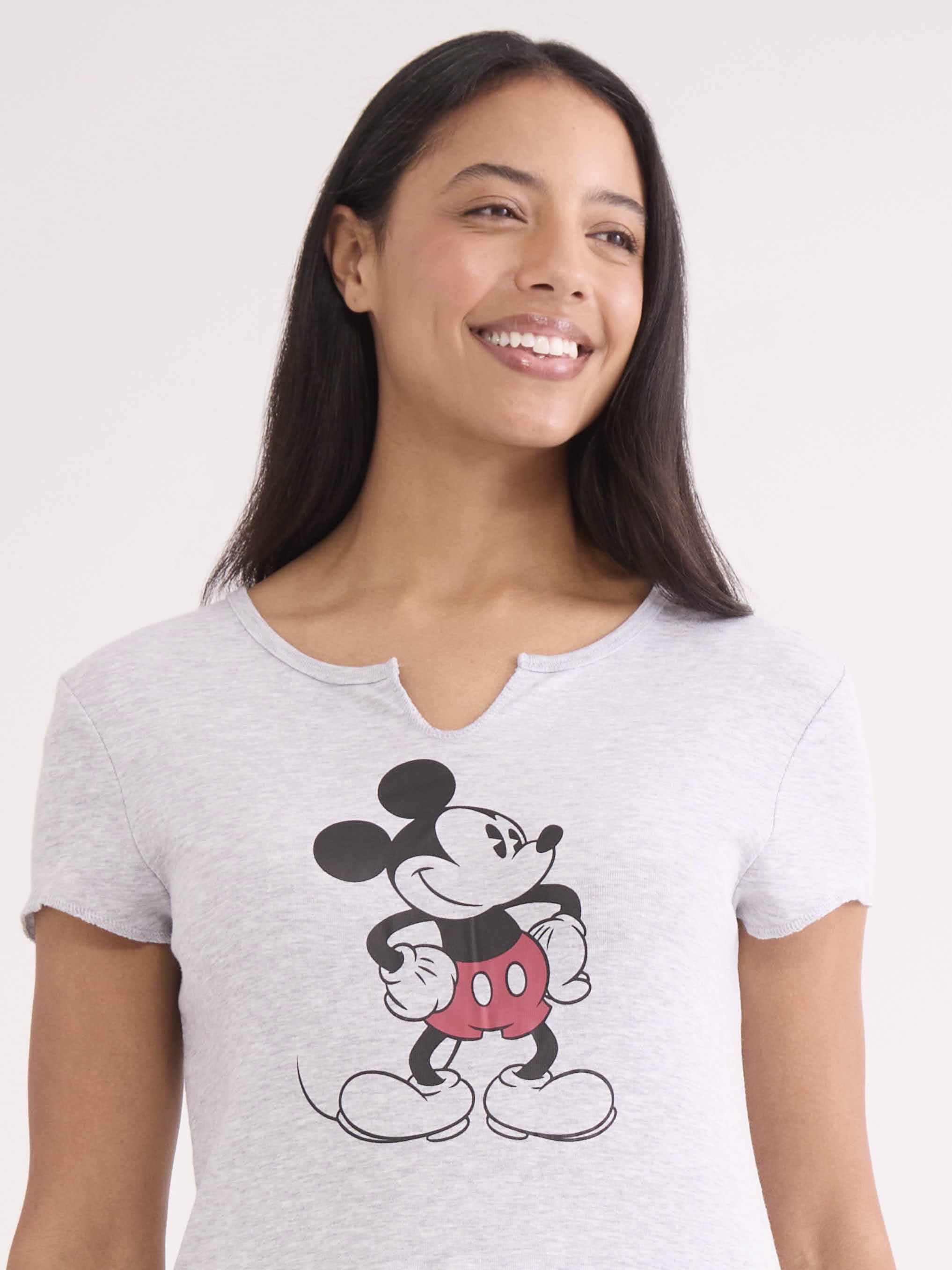 Disney Women's Mickey Mouse V Neck Graphic Tee Shirt, Adult Size ...