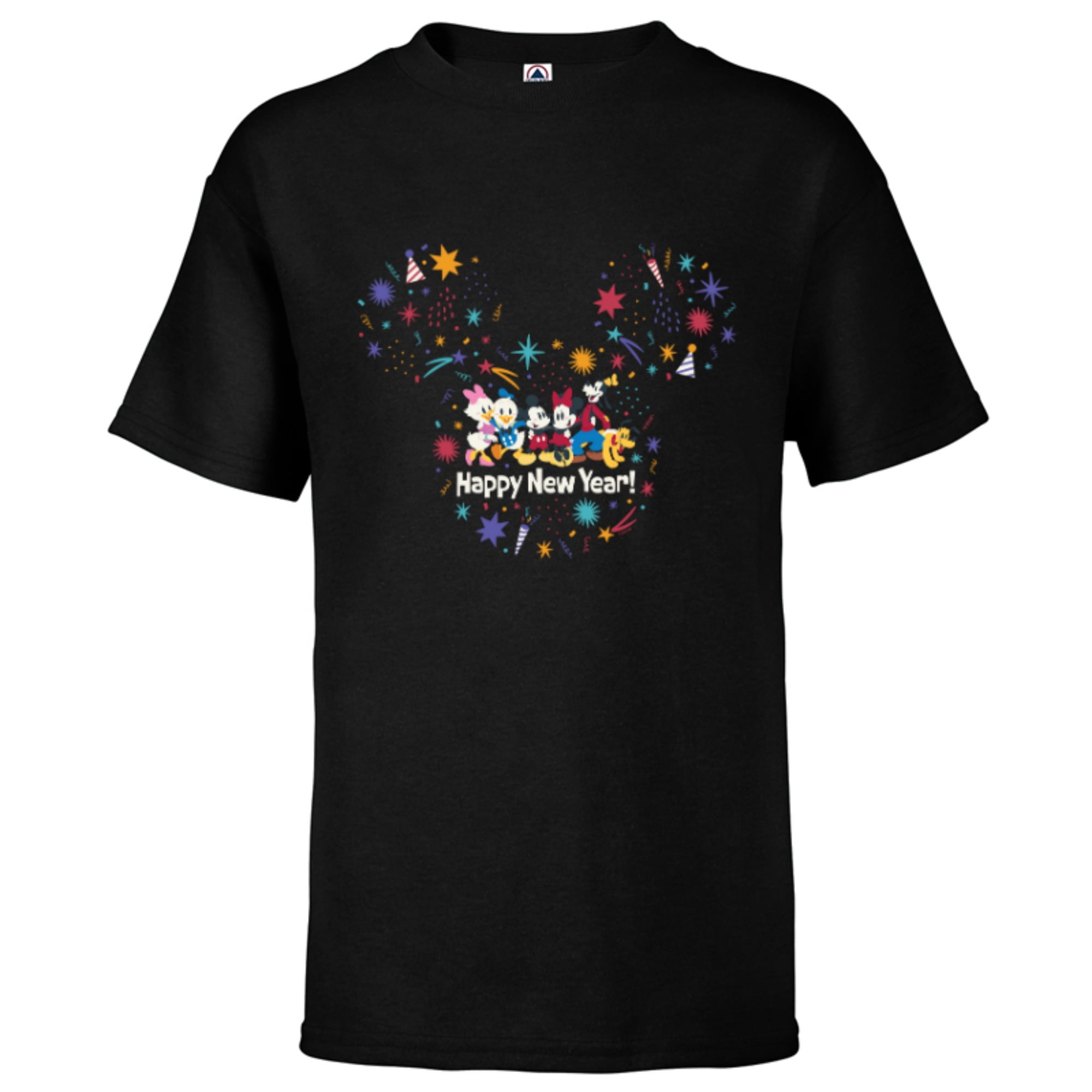 Disney Mickey Mouse & Pals Head Icon Cute Happy New Year - Short Sleeve ...