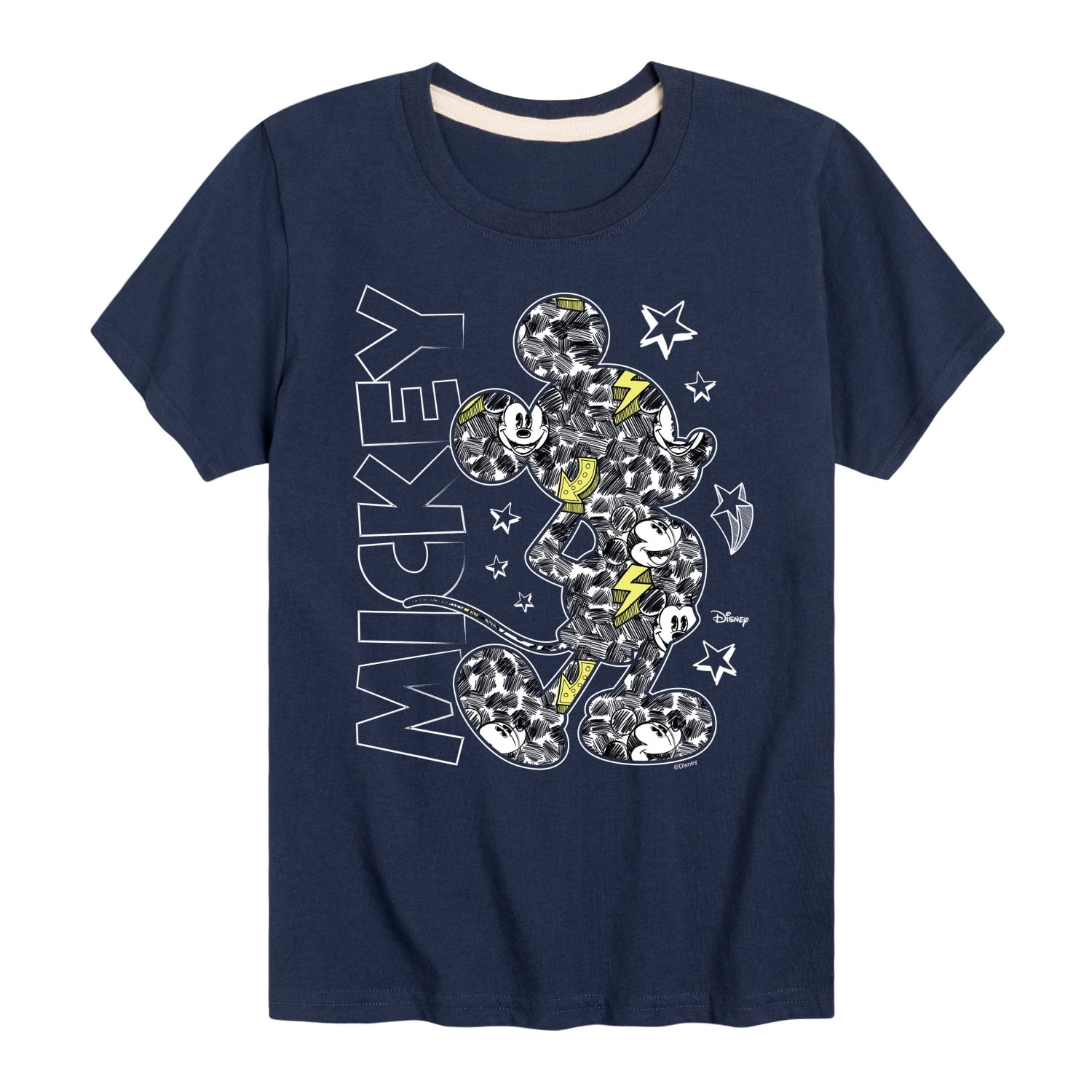 Disney - Mickey Mouse Pattern Drawing - Youth Short Sleeve Graphic T ...