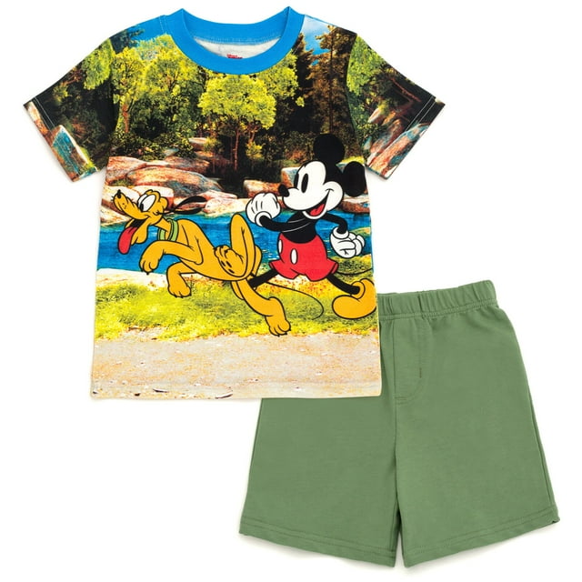 Disney Mickey Mouse Pluto Little Boys T-Shirt and French Terry Shorts Outfit Set Infant to ...