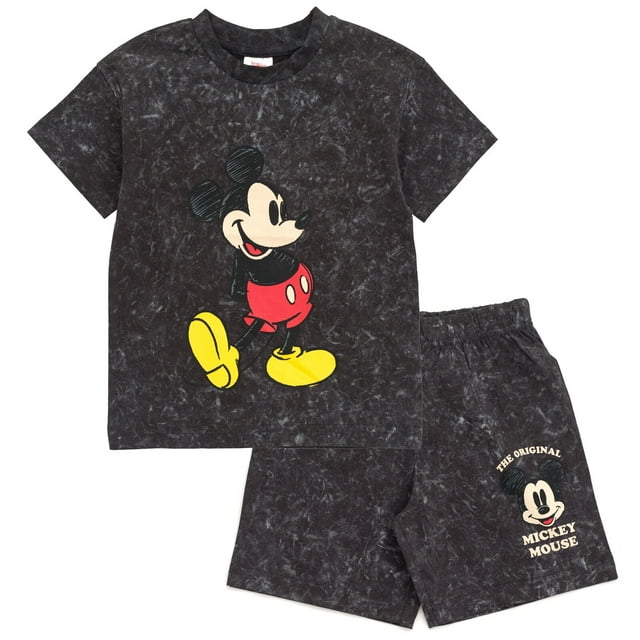 Disney Mickey Mouse Pluto Vintage Drop Shoulder T-Shirt and Shorts ...