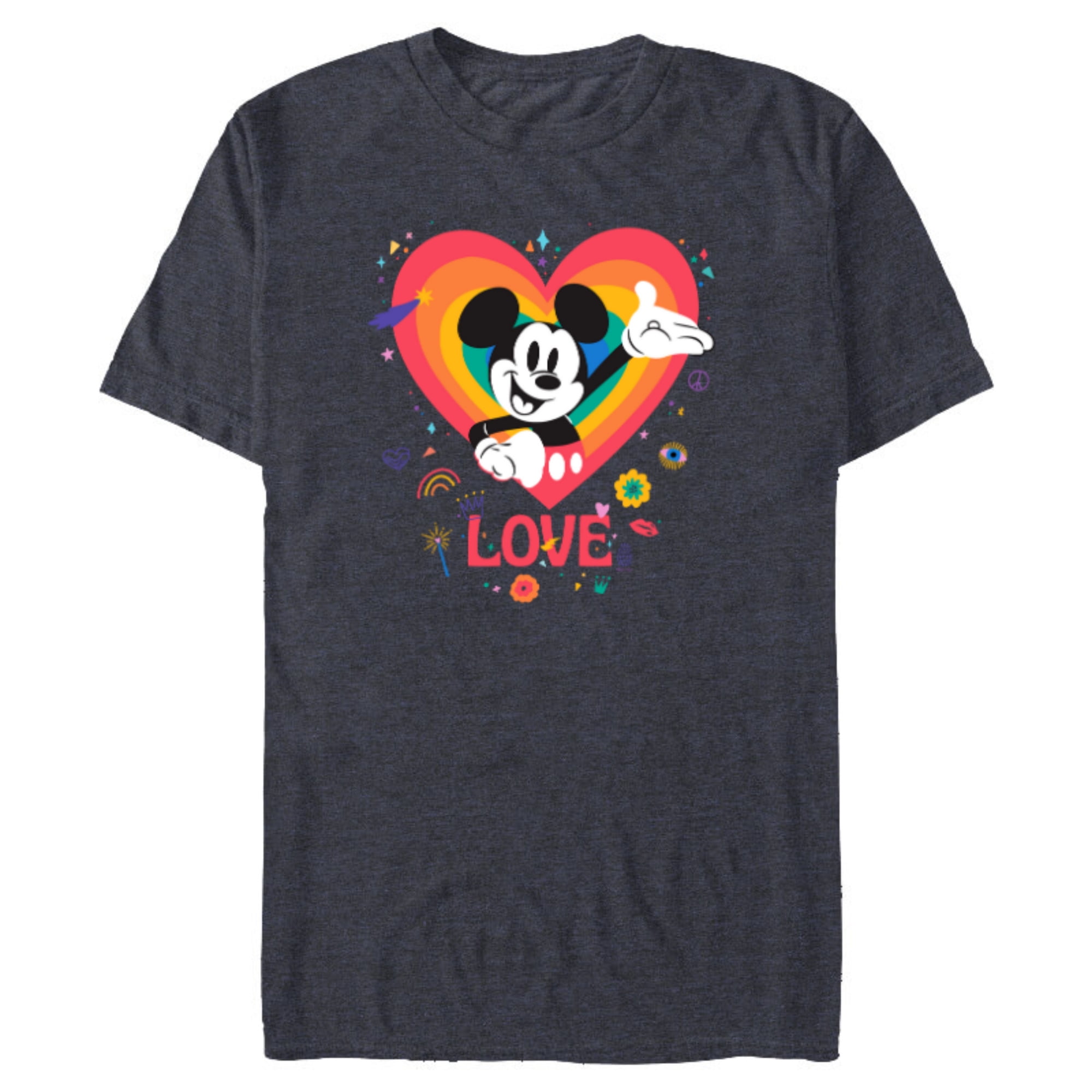 Disney Mickey Mouse Pride Rainbow Love Heart Doodles - Short Sleeve ...