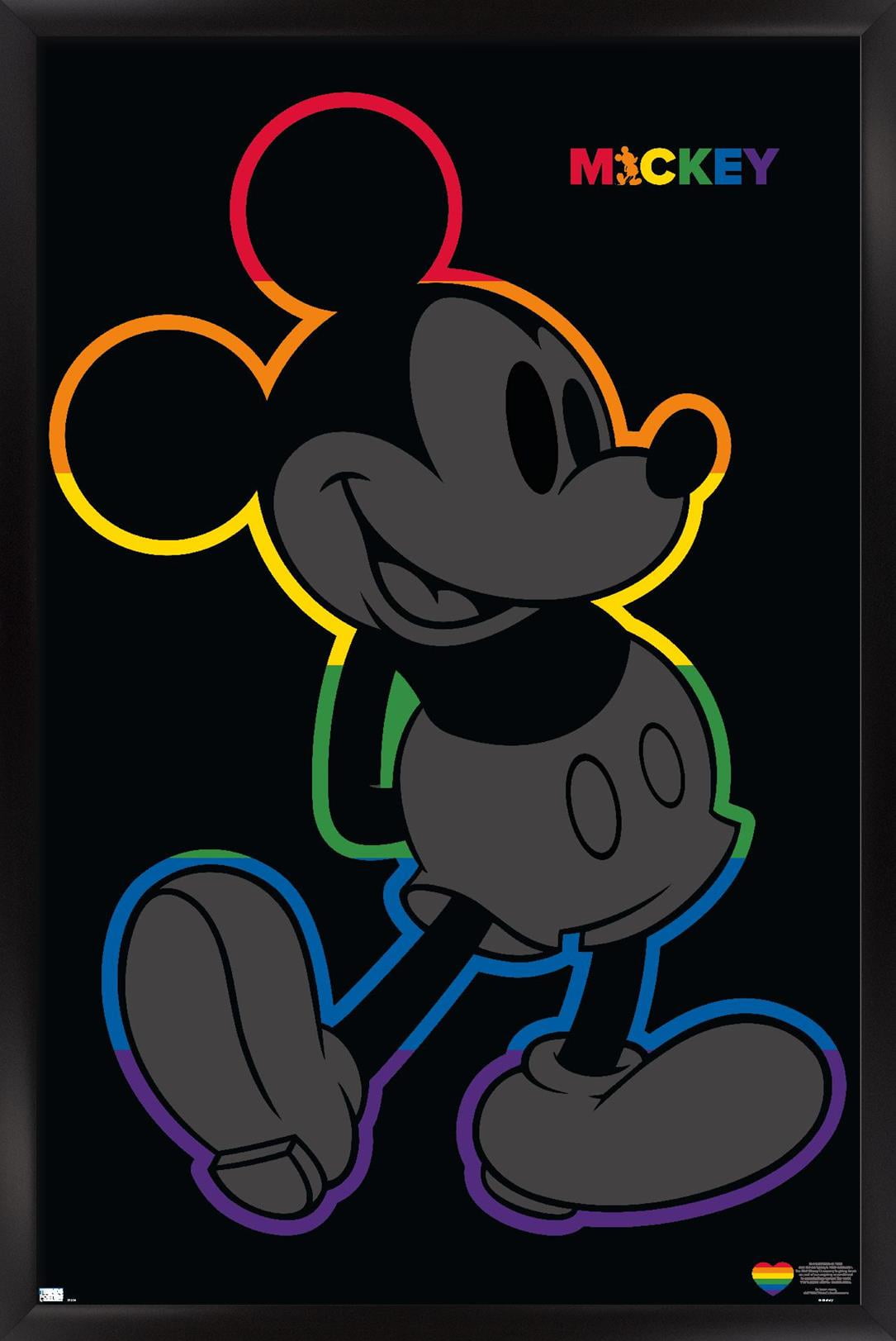 Disney Mickey Mouse - Rainbow Outline Wall Poster, 22.375" x 34" Framed ...