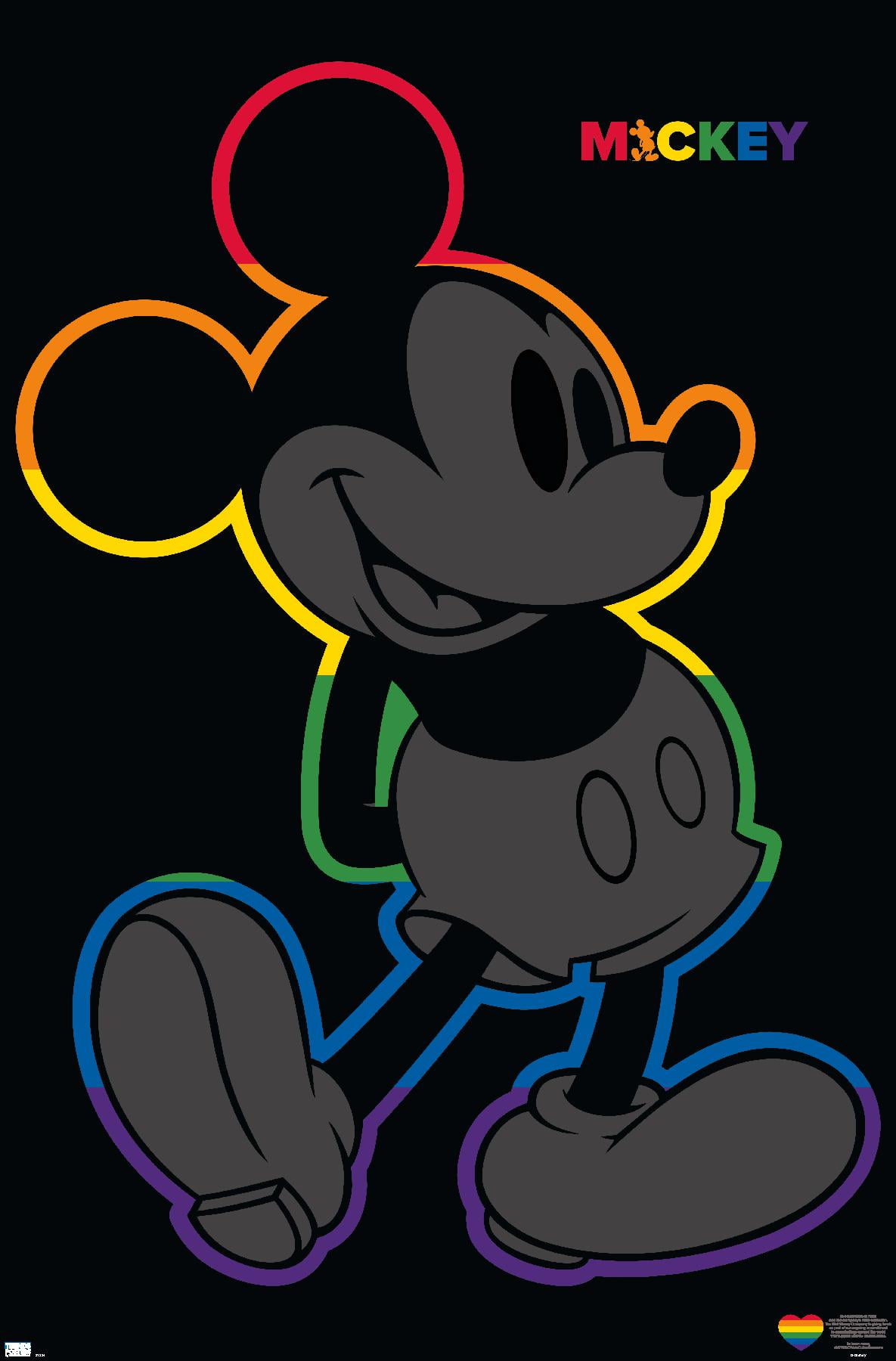 Disney Mickey Mouse - Rainbow Outline Wall Poster, 22.375" x 34 ...
