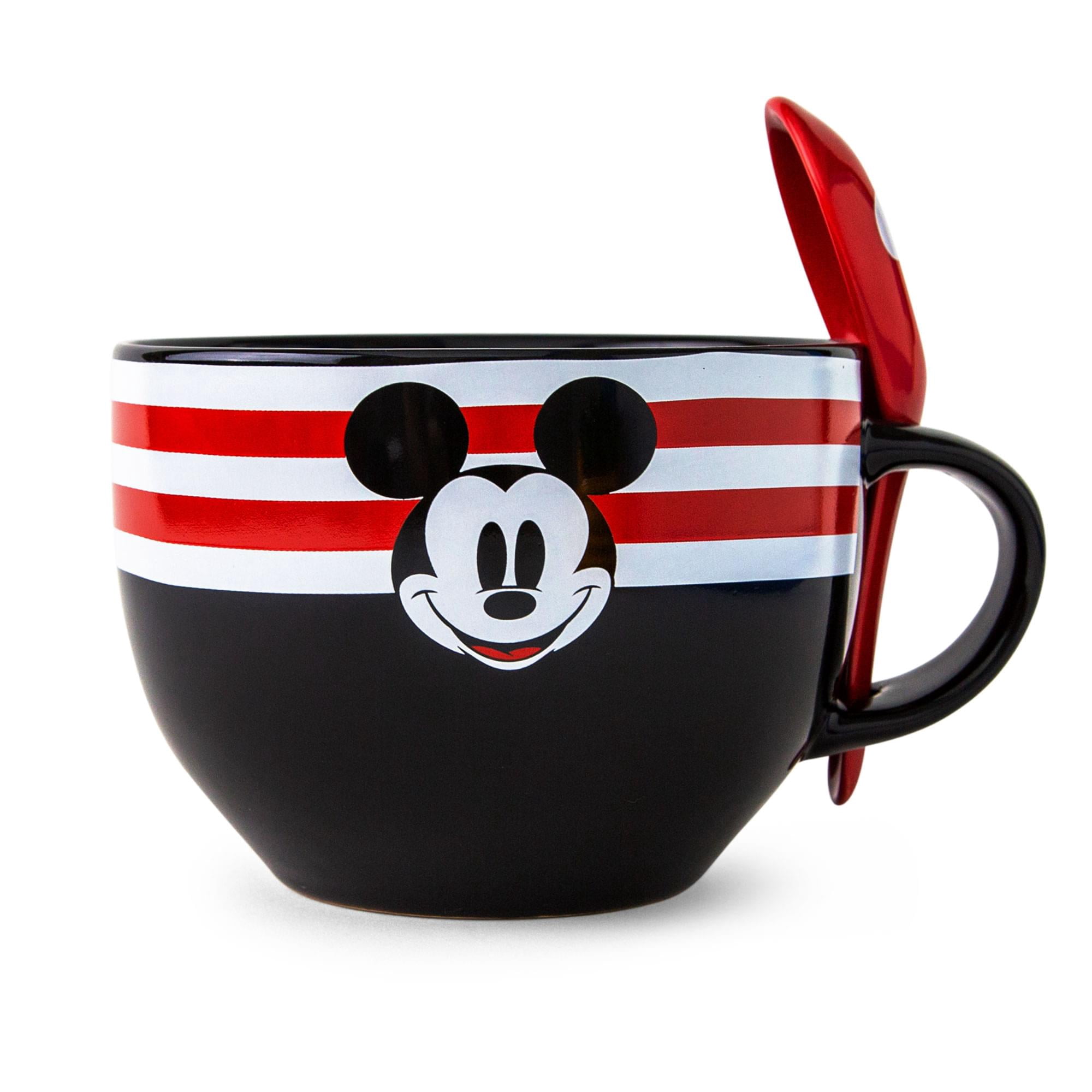 Disney Mickey Mouse Red-Striped Ceramic Soup Mug With Spoon | Holds 24 ...