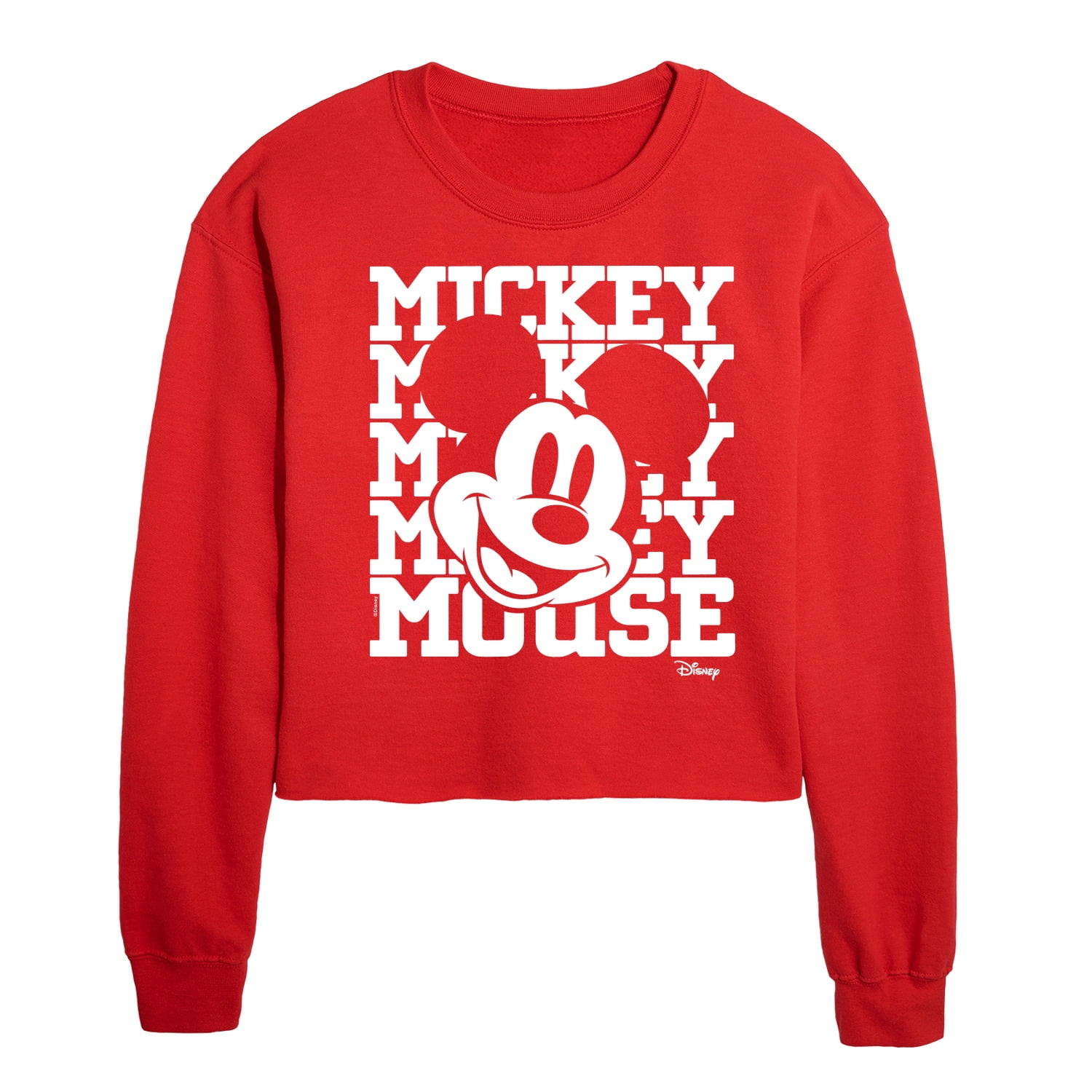 Disney - Mickey Mouse - Repeated Mickey - Juniors Cropped Crew Neck ...