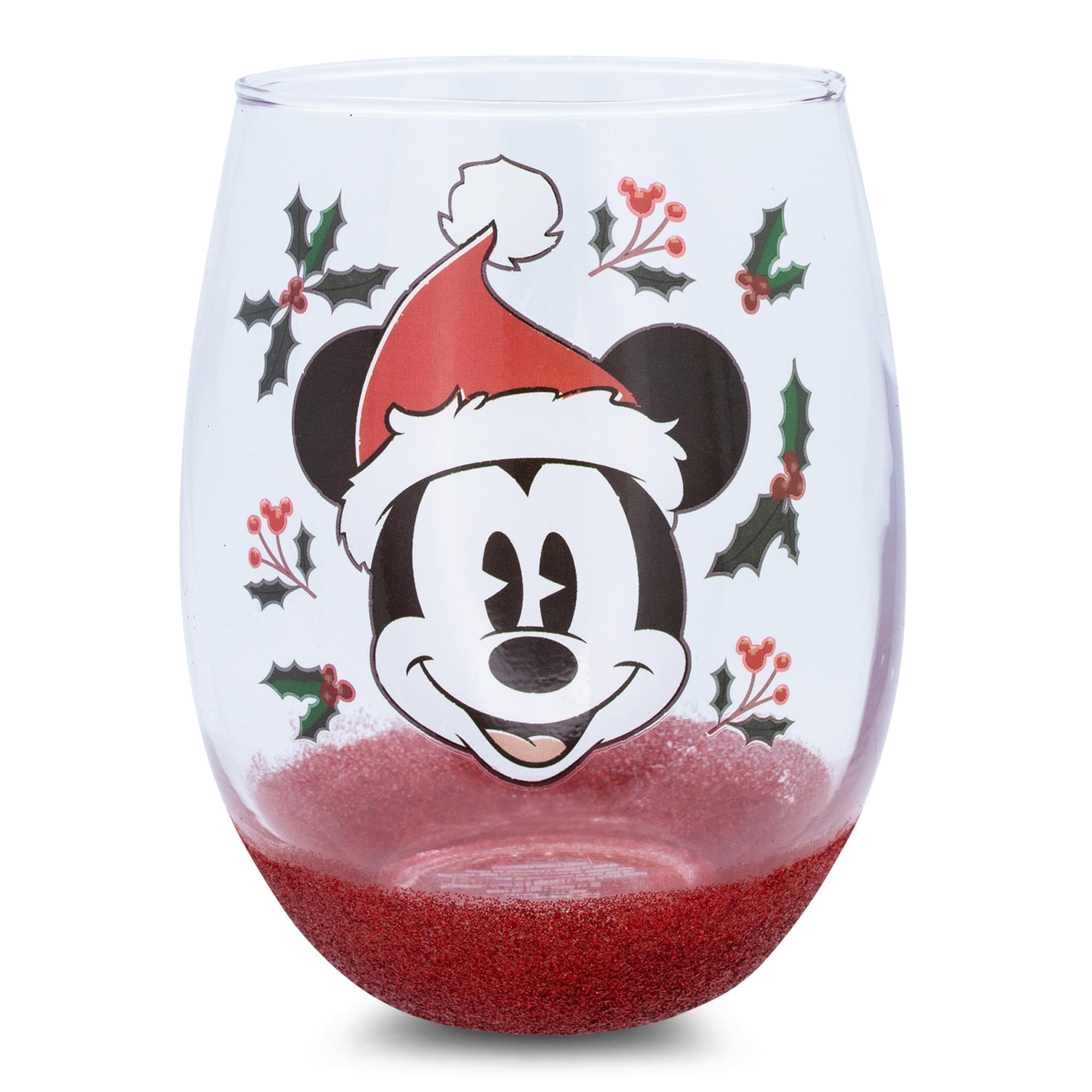 Disney Mickey Mouse Santa Hat Teardrop Stemless Wine Glass | Holds 20 ...