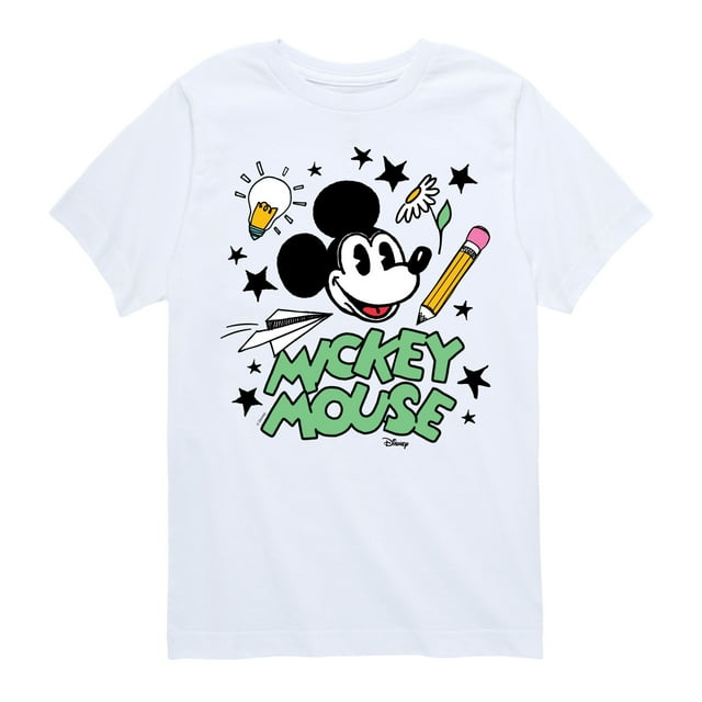 Disney - Mickey Mouse - School Icons - Youth Short Sleeve Graphic T ...