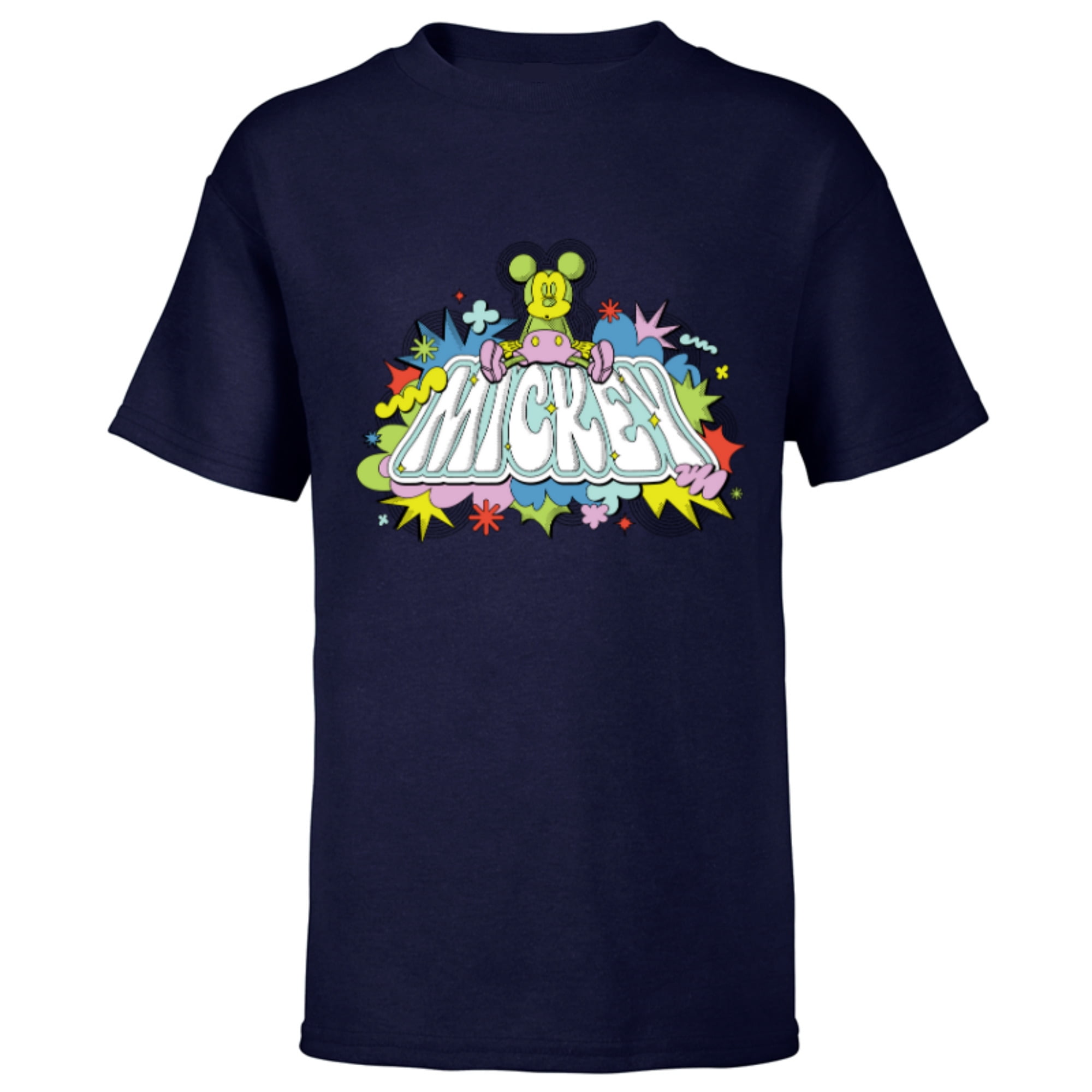 Disney Mickey Mouse Sitting Down on Name Retro Pop Art - Short Sleeve T ...