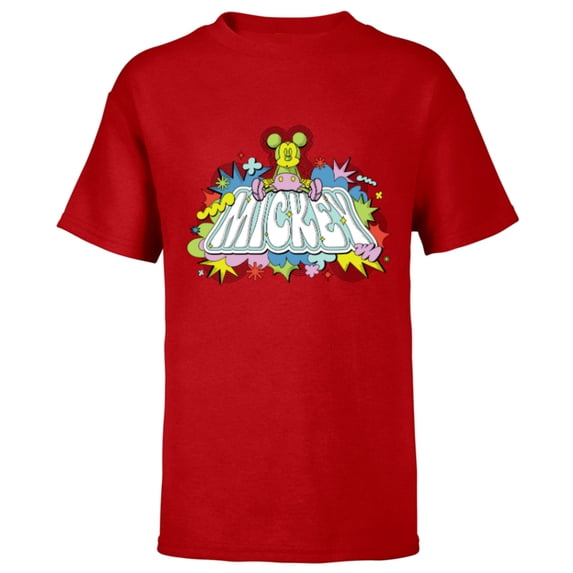 Disney Mickey Mouse Sitting Down on Name Retro Pop Art - Short Sleeve T ...
