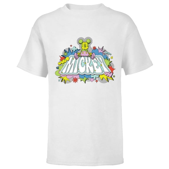 Disney Mickey Mouse Sitting Down on Name Retro Pop Art - Short Sleeve T ...