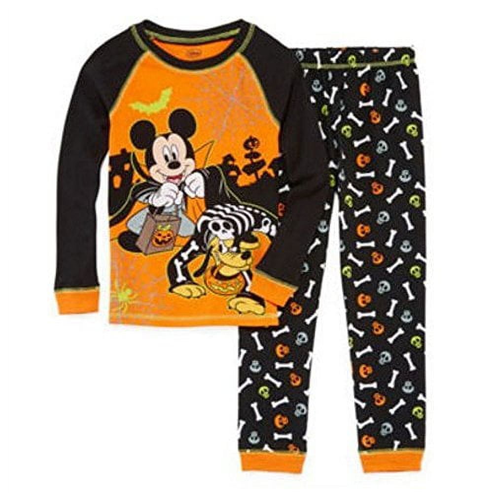 Disney Mickey Mouse Skeleton Pluto Halloween Pajama Set, Size 3 ...