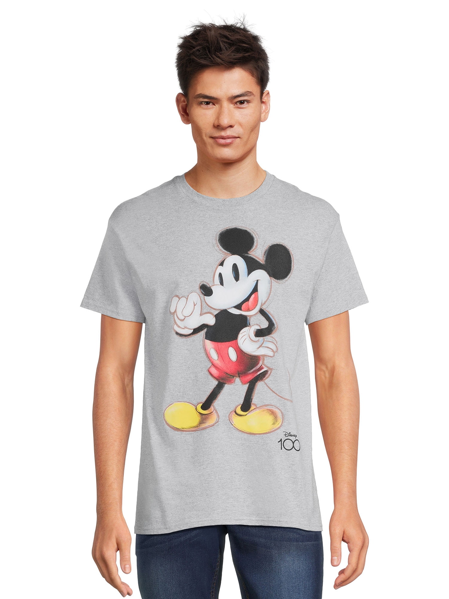 Disney Mickey Mouse Sketched Apparel Mens Graphic Crew Neck Short
