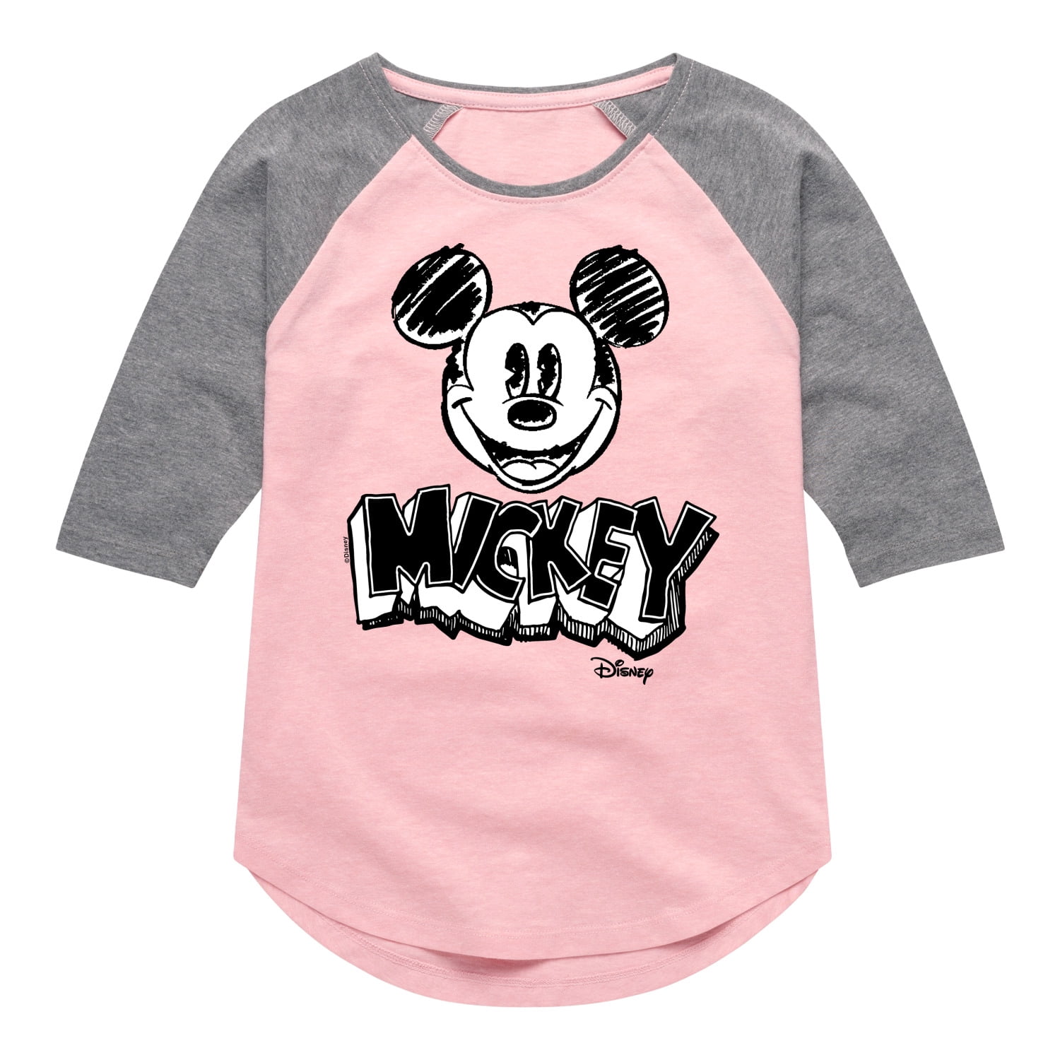 Disney - Mickey Mouse Sketched - Toddler & Youth Girls Raglan Graphic T ...