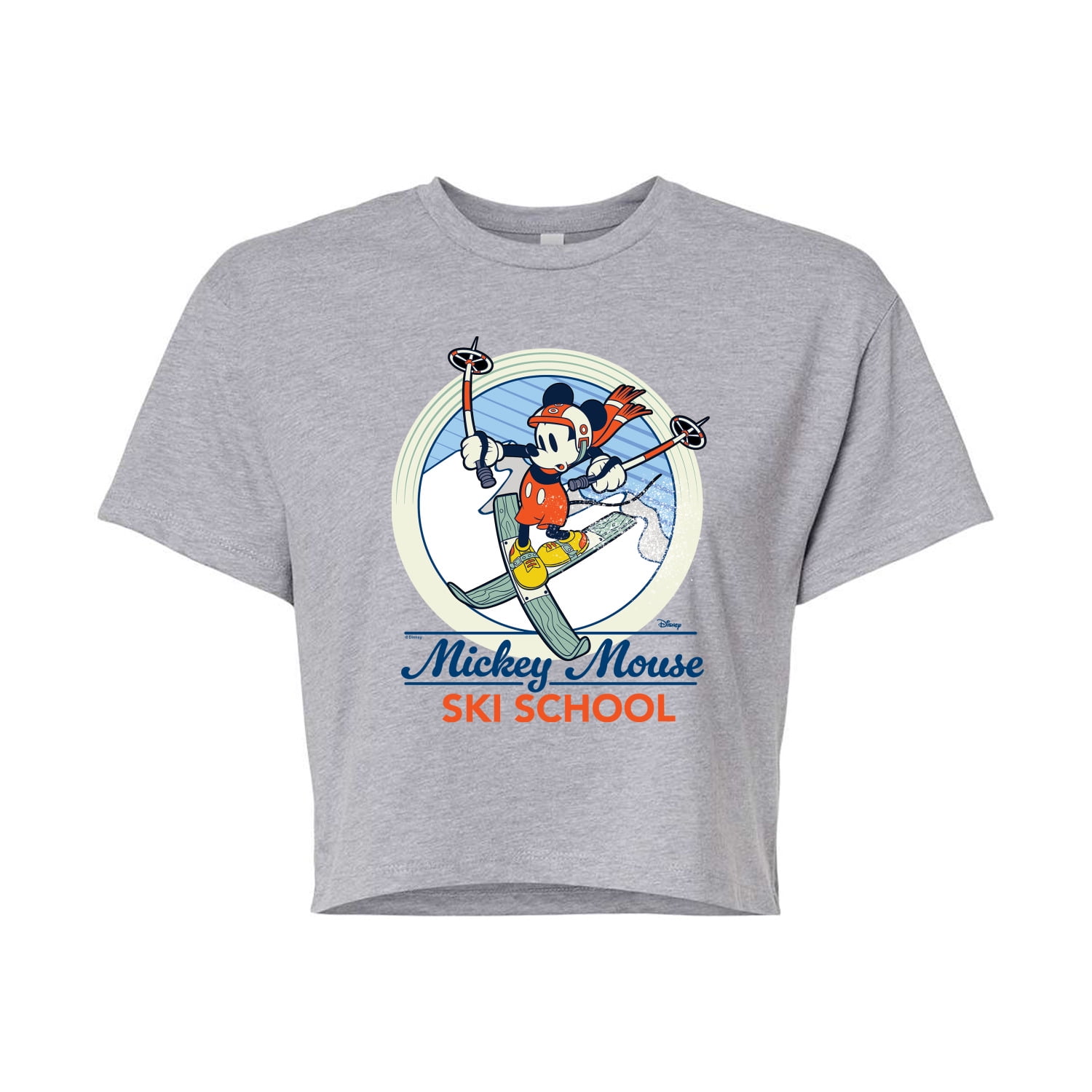 Disney - Mickey Mouse Ski School - Juniors Cropped Cotton Blend T-Shirt ...