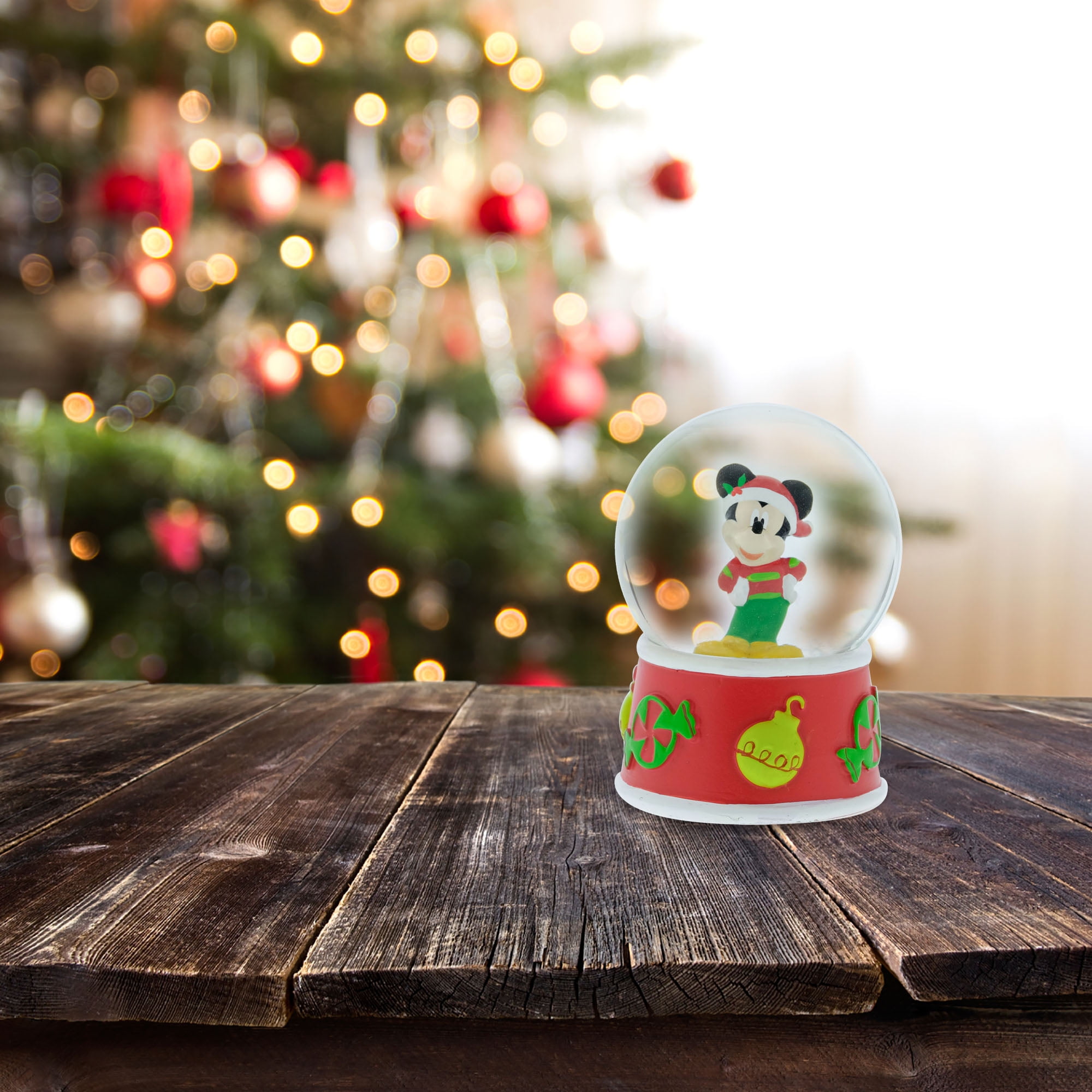 Disney Mickey Mouse Snow Globe, 55mm Round, Red, Green, Multi-Color ...