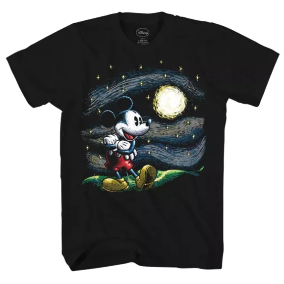 Disney Mickey Mouse Starry Night Men's Black T-Shirt New ,Black Color ...