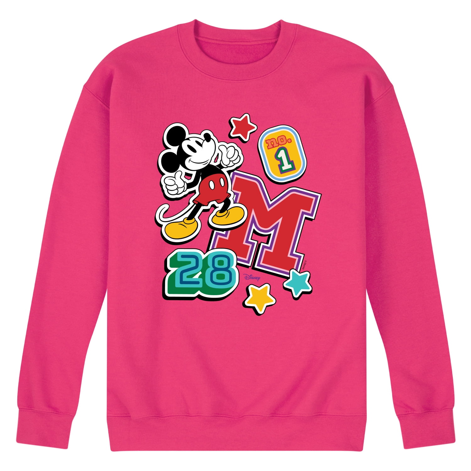 Disney - Mickey Mouse - Stitched Collegiate Patches - Men's Crew Neck ...