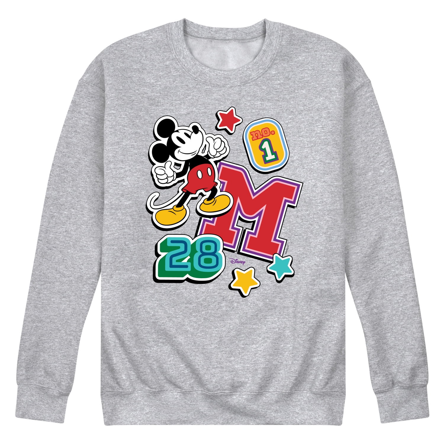 Disney - Mickey Mouse - Stitched Collegiate Patches - Men's Crew Neck ...